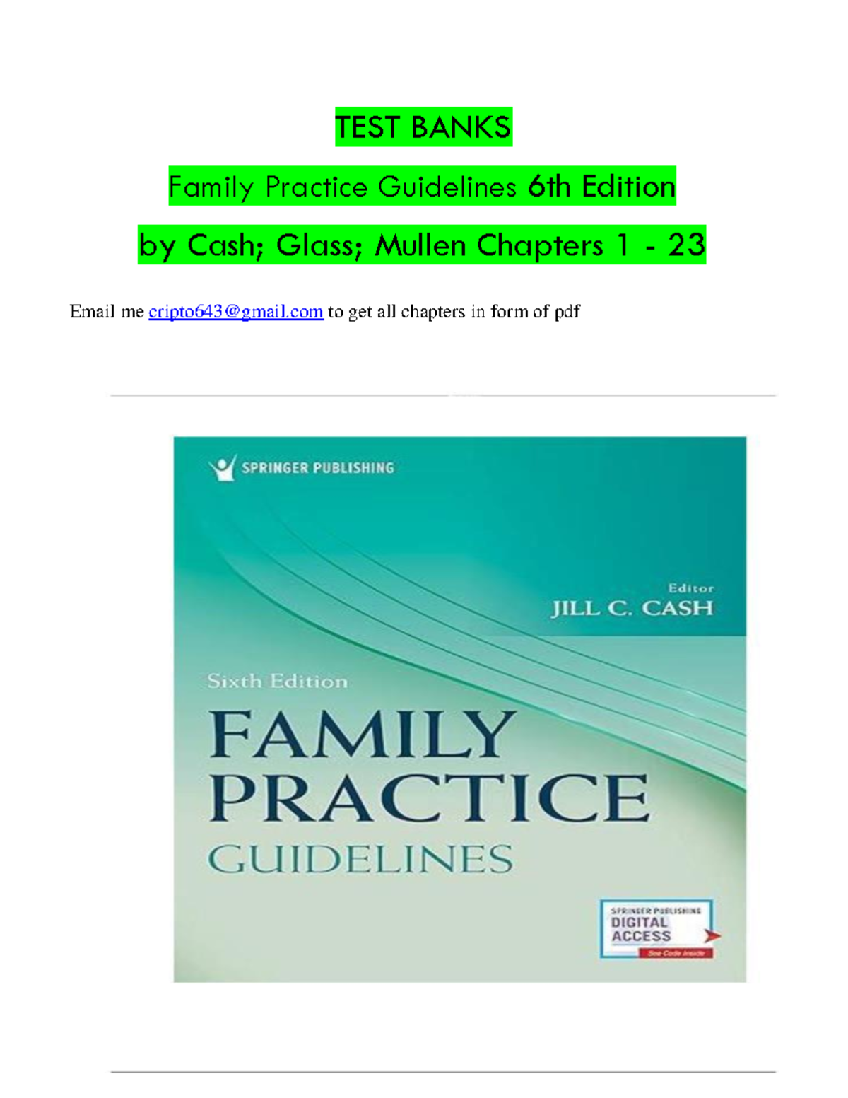 Family practice guidelines 6th edition cash glass mullen test bank ...