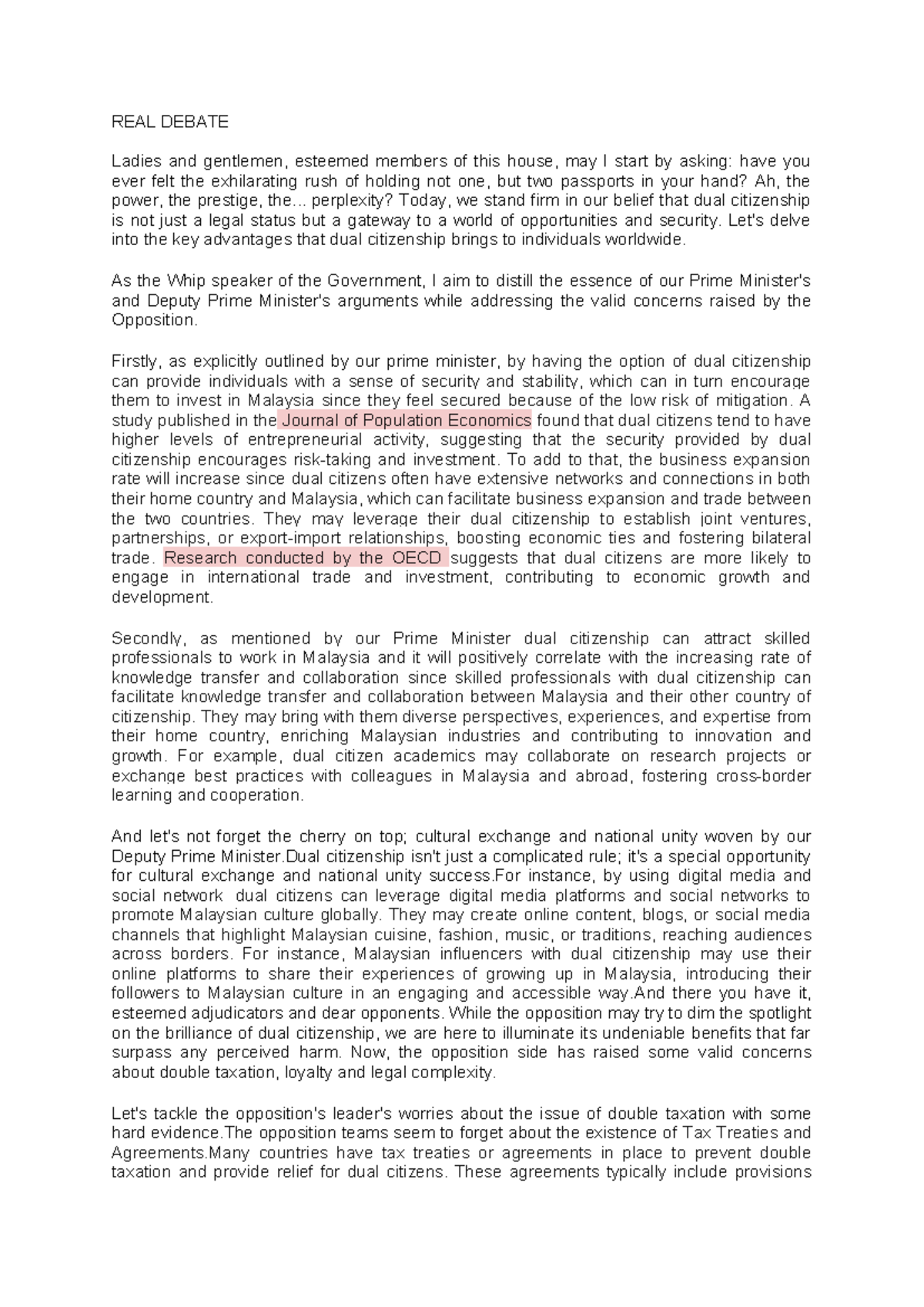 REAL Debate - hope this helps - REAL DEBATE Ladies and gentlemen ...