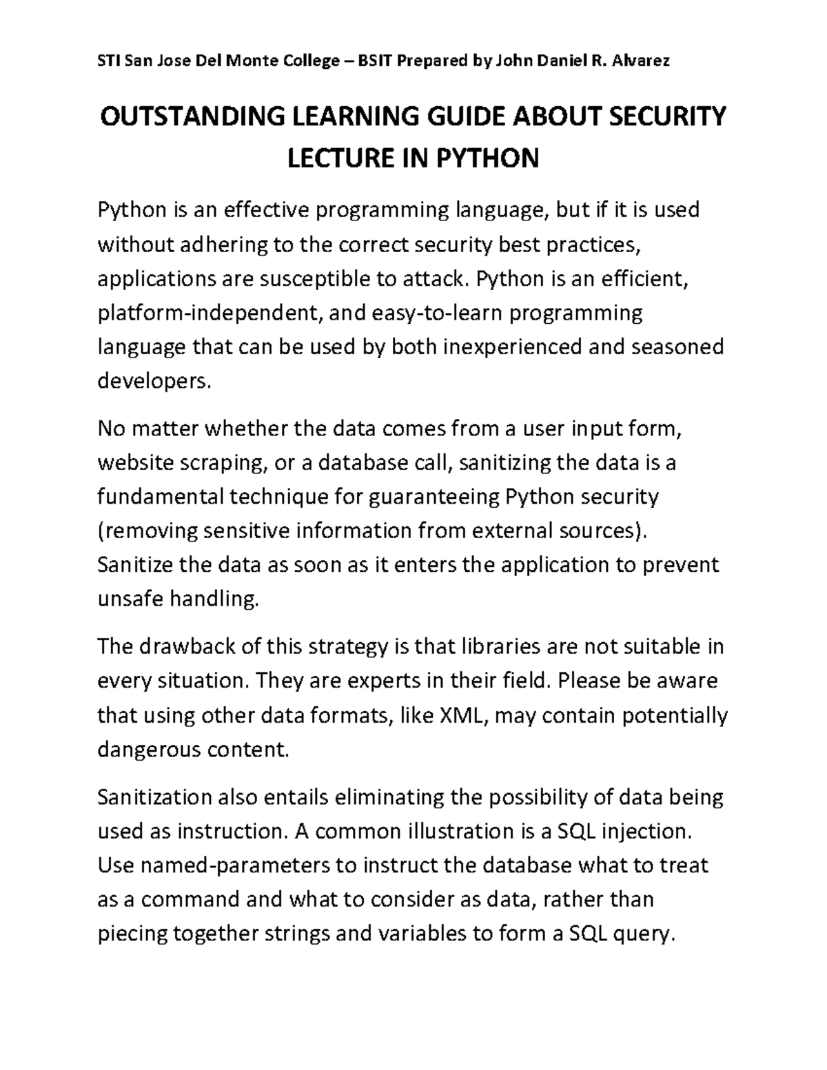 Outstanding Learning Guide About Security Lecture in Python ...