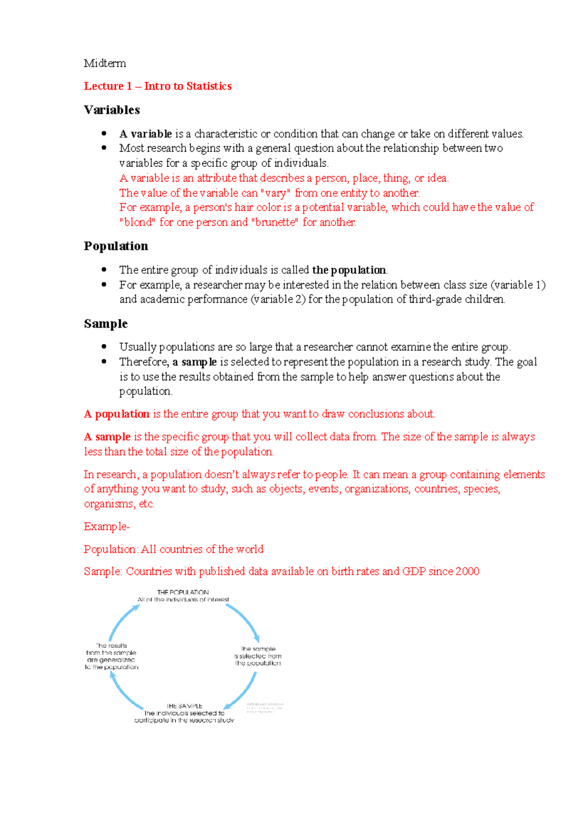 Midterm Statistics - Midterm Lecture 1 – Intro to Statistics Variables ...