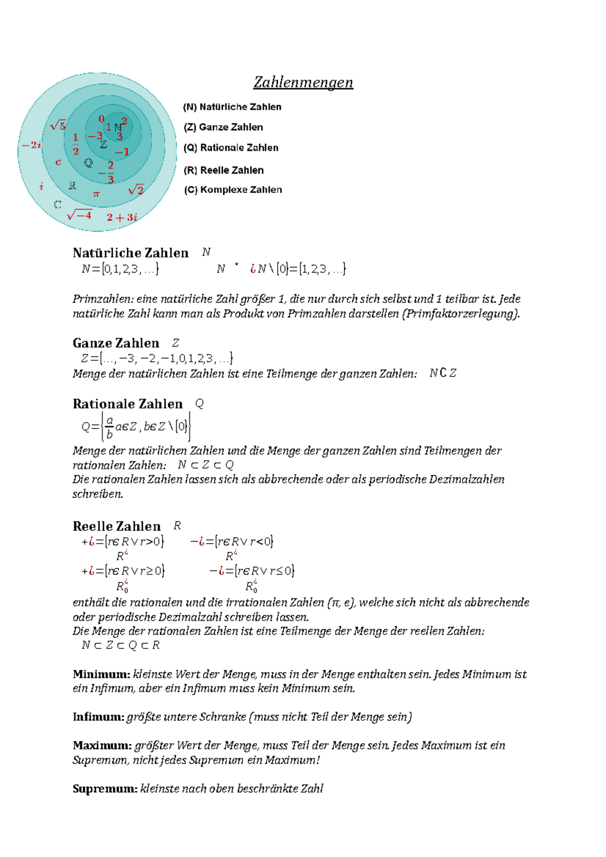 Mathe für Naturwissenschaftler 1 - Zahlenmengen Zahlen N 0,1,2,3 N N 0 ...