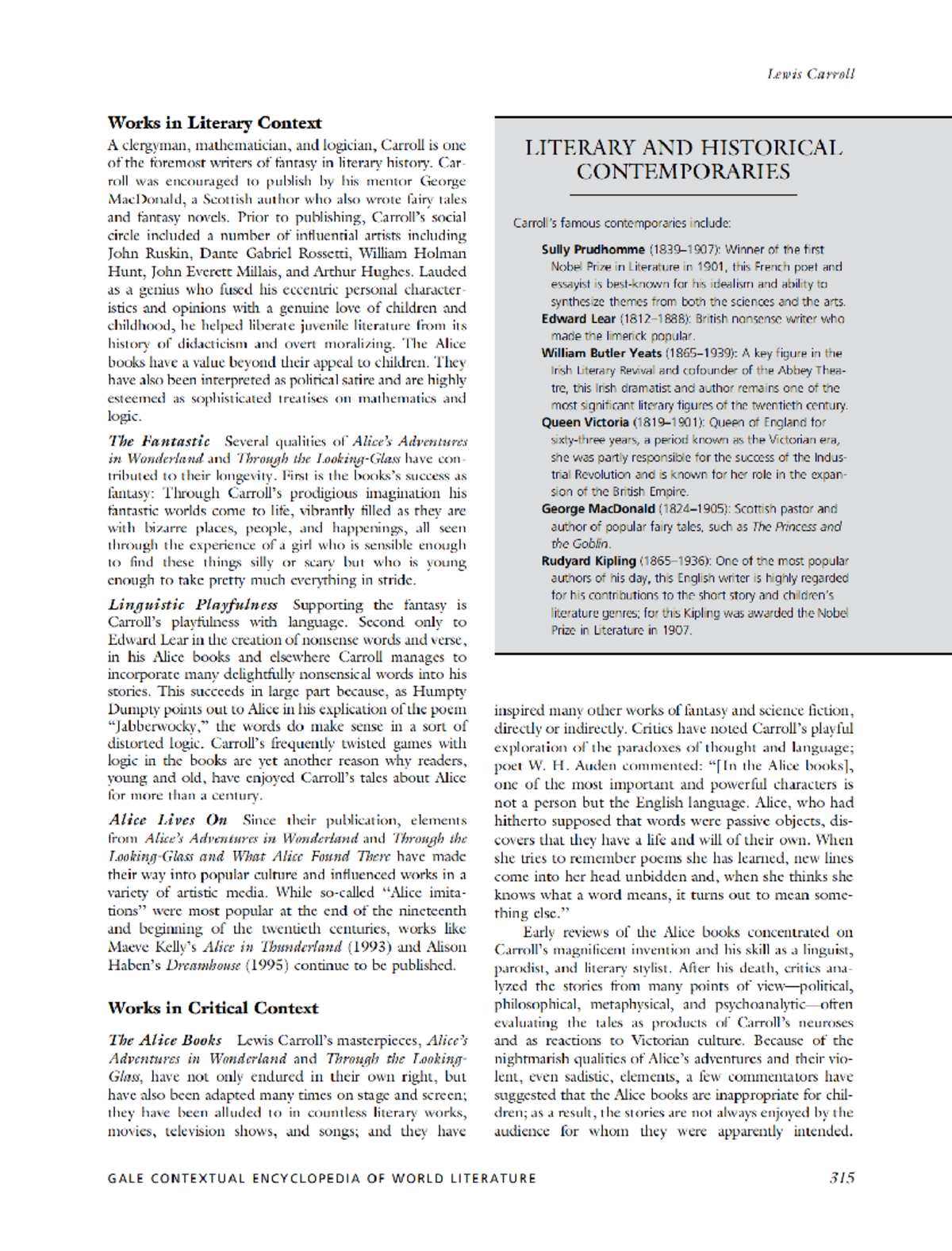 Gale Contextual Encyclopedia of World Literature A C Vol 1 2009 264 ...