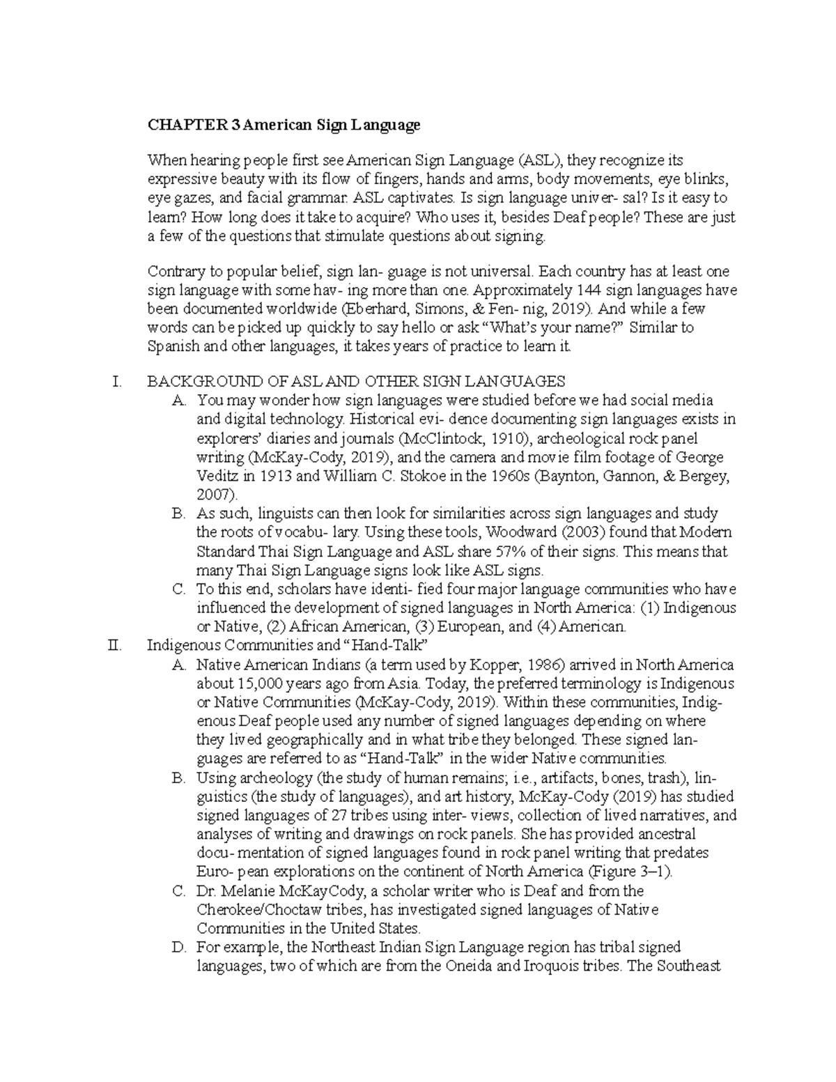 Chapter 3 American Sign Language - CHAPTER 3 American Sign Language ...