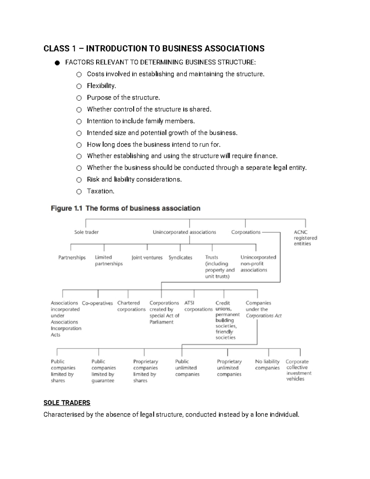 Intro to BA - CLASS 1 – INTRODUCTION TO BUSINESS ASSOCIATIONS FACTORS RELEVANT TO DETERMINING ...