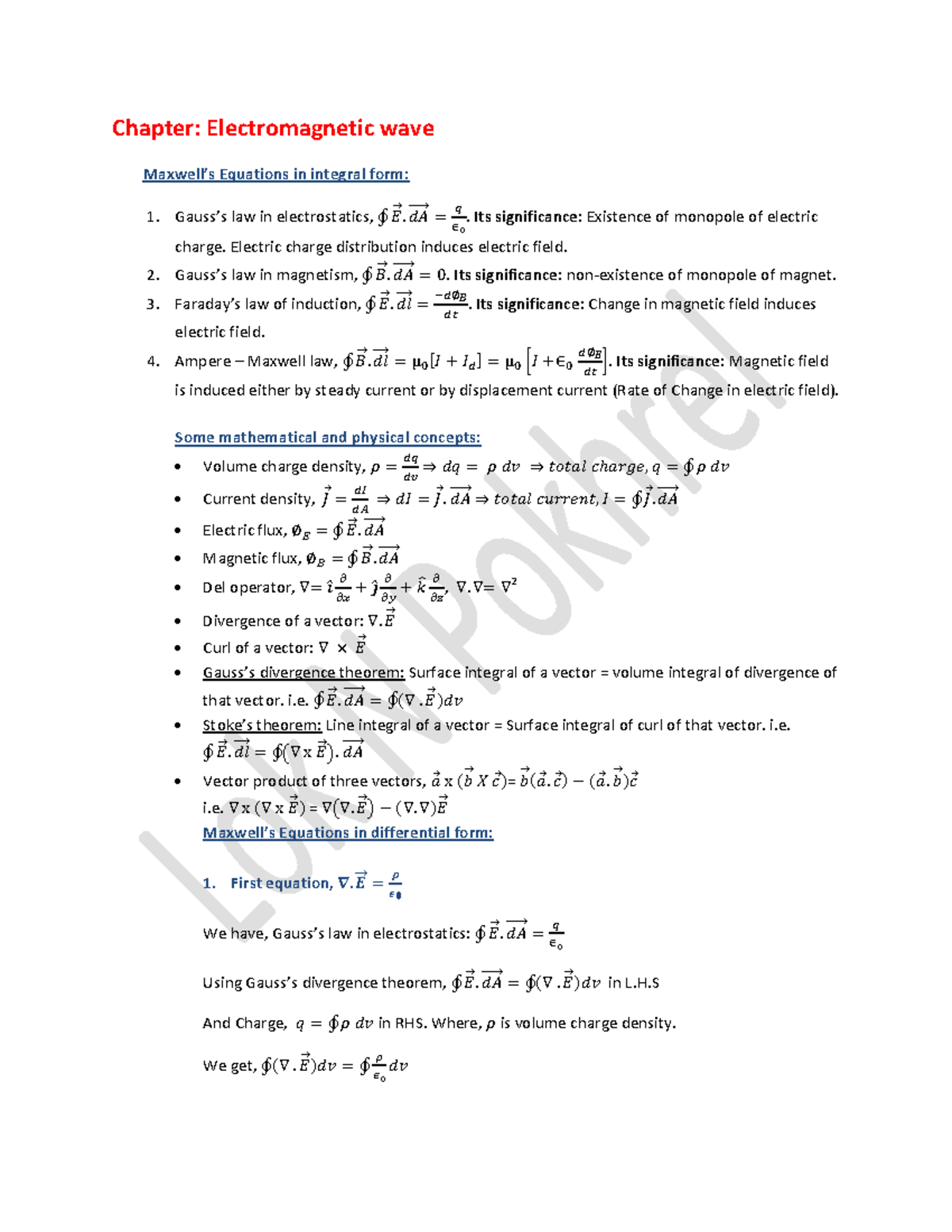 EM wave final - read smart - Chapter: Electromagnetic wave Maxwell’s ...