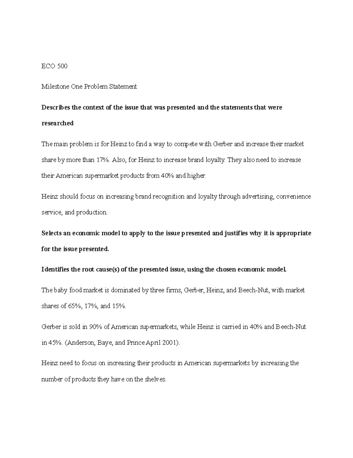 ECO500 Milestone One B - ECO 500 Milestone One Problem Statement Describes the context of the ...