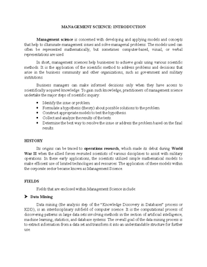 MANSCI Lesson 1: Decision Analysis - MANAGEMENT SCIENCE – LECTURE NOTES ...