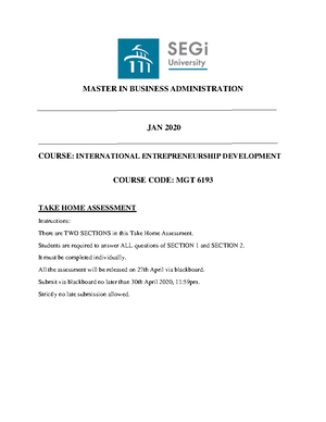 MGT103 SEGI Brief 2022-23 - SEGI Module Title: Understanding Markets ...