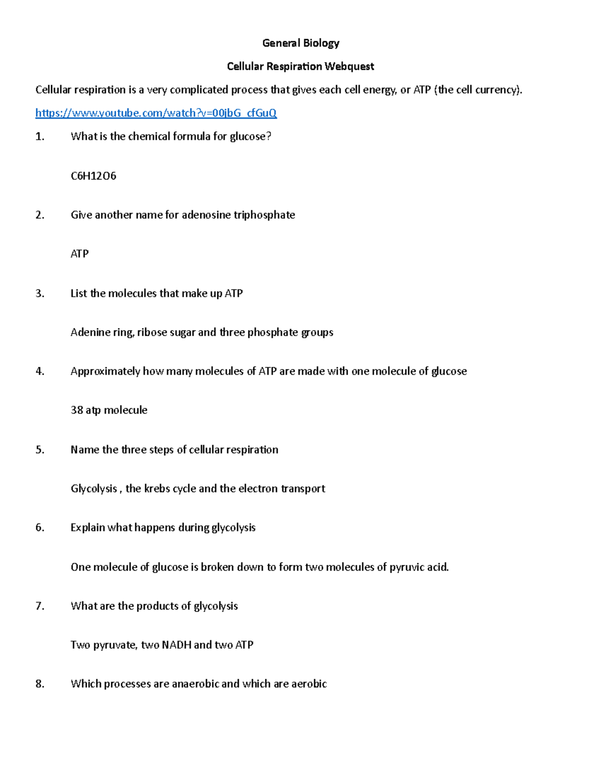 Cellular Respiration Webquest week 2 - General Biology Cellular ...