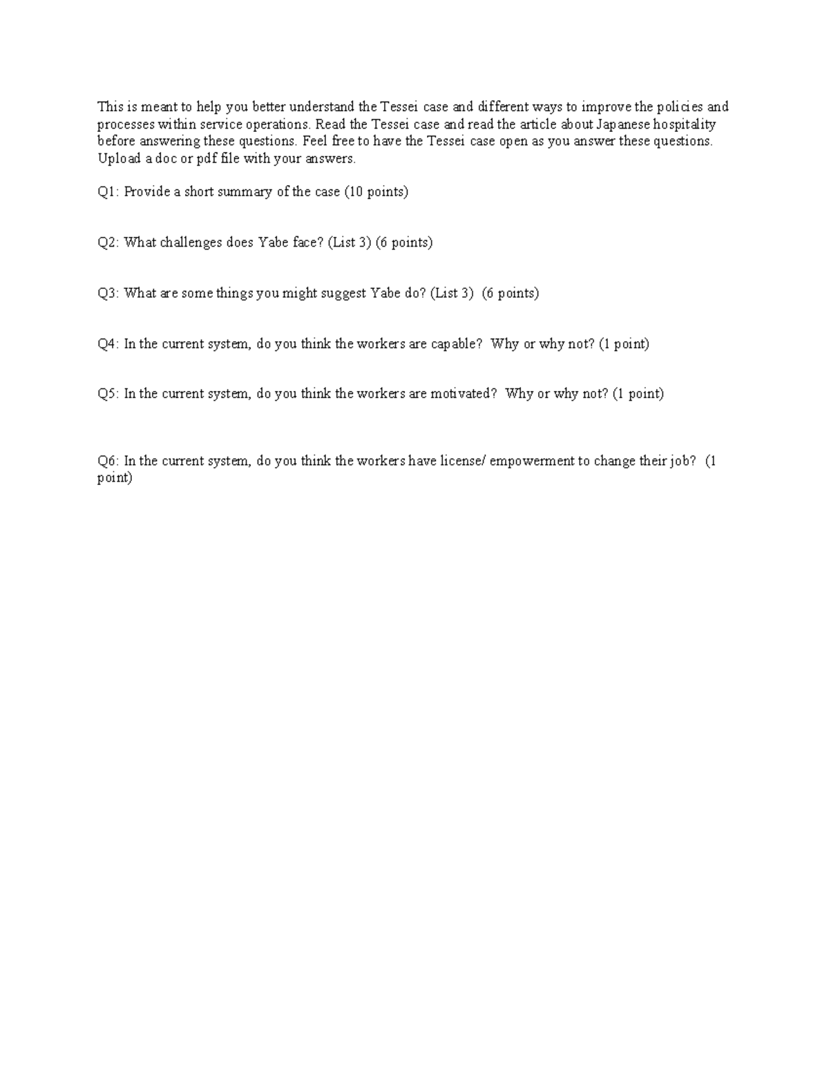 Tessei Questions - Tessi Case - This is meant to help you better ...