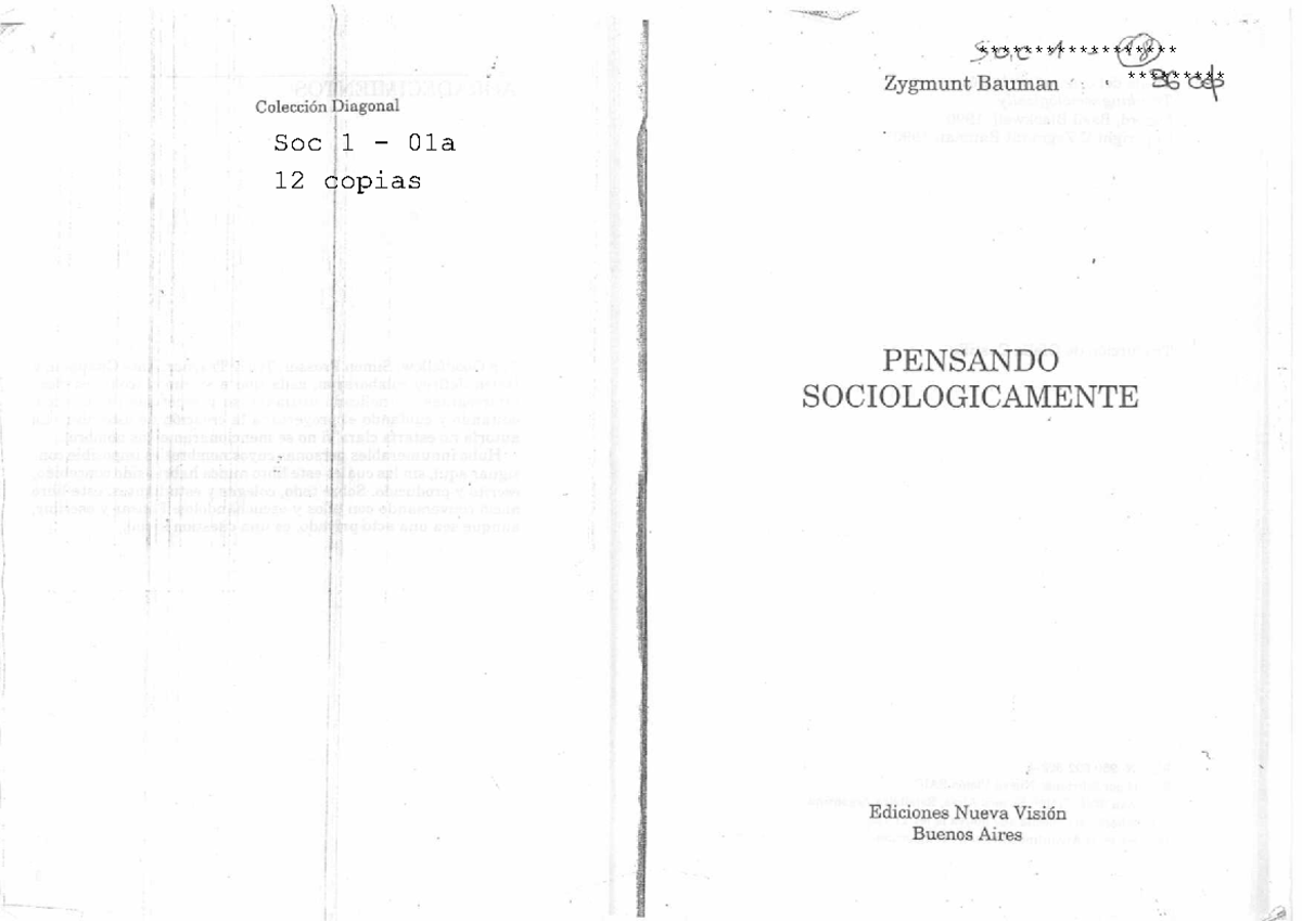 1. Bauman - Pensando sociológicamente - Survey Zygmunt Bauman Colección ...