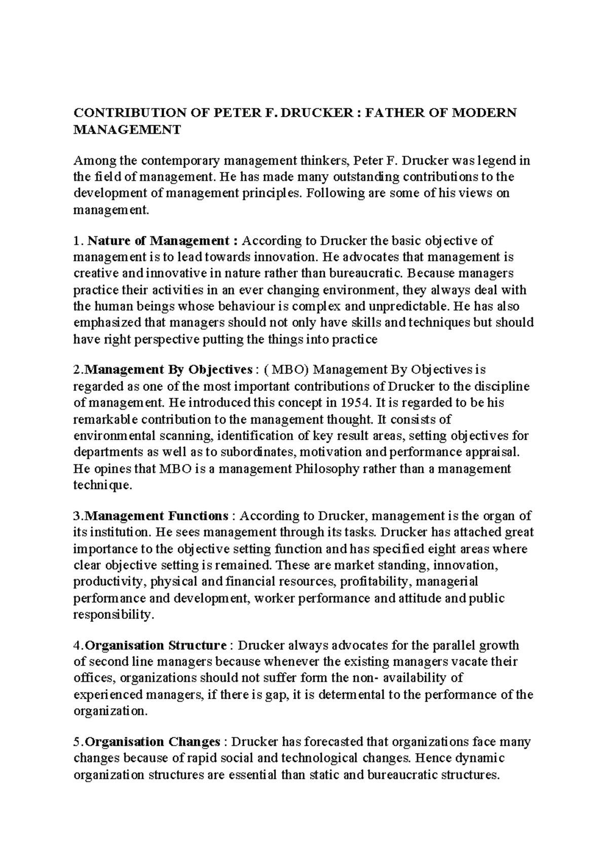 Contribution OF Peter F - CONTRIBUTION OF PETER F. DRUCKER : FATHER OF ...
