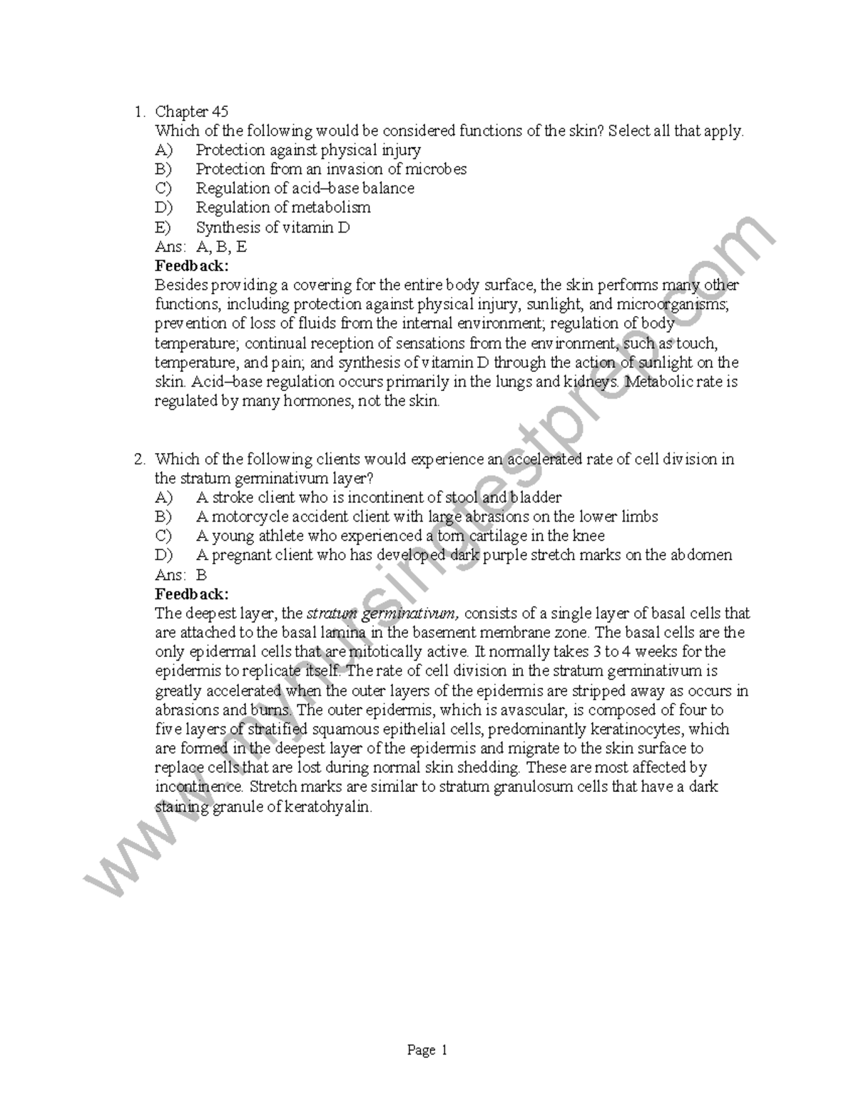 45 P - Porth Chapter 45 Test Best Questions with Answers - Chapter 45 ...
