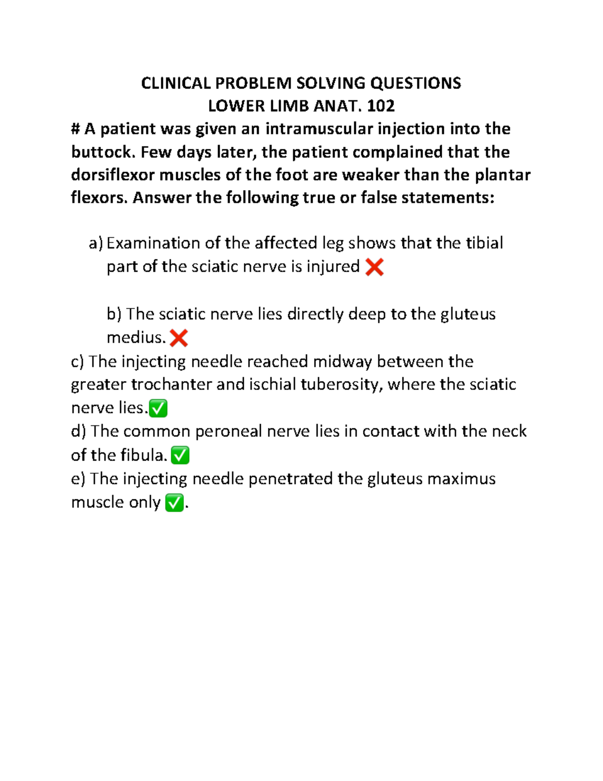 Clinical problem solving - CLINICAL PROBLEM SOLVING QUESTIONS LOWER ...