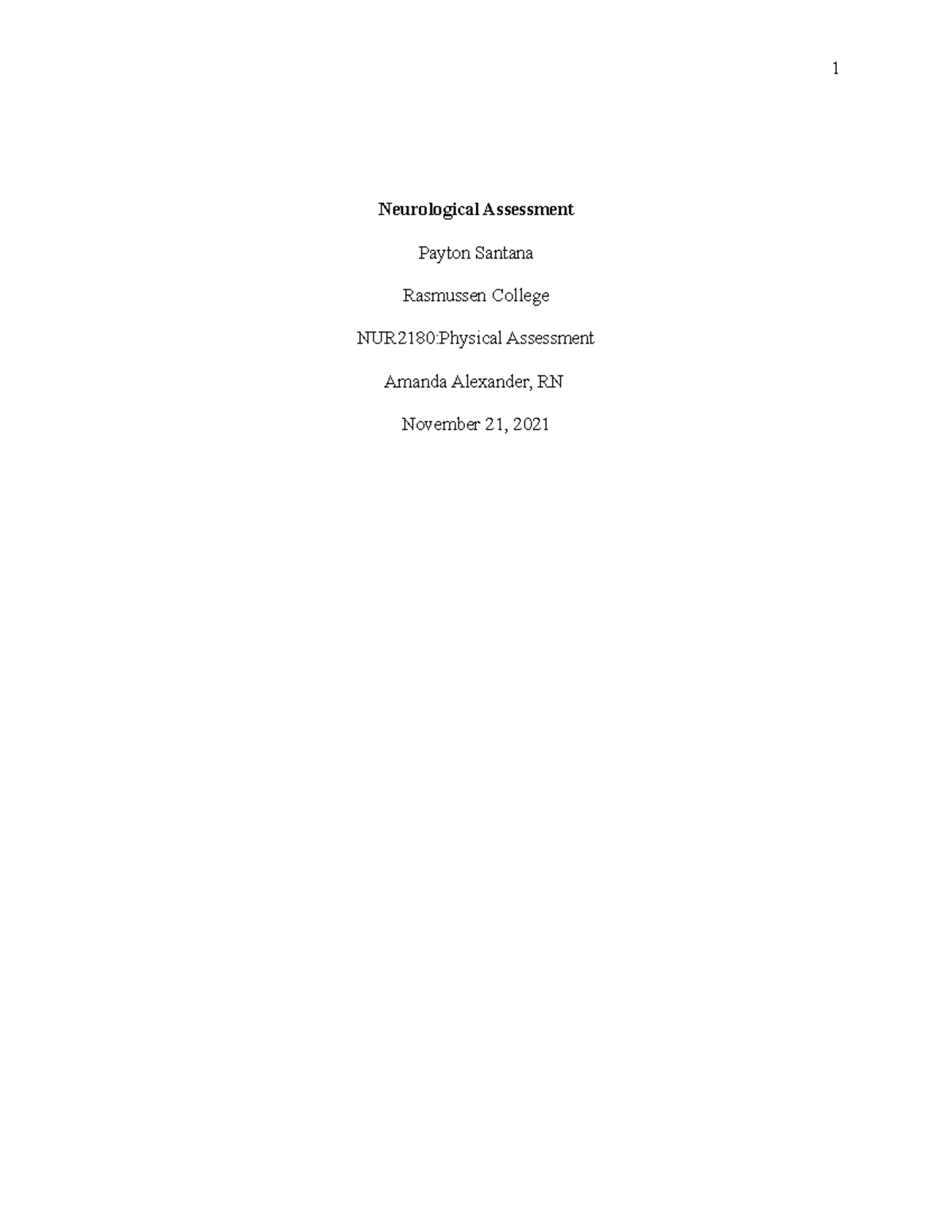 Neurological Assessment SOAP note APA - NUR 2092 - Studocu