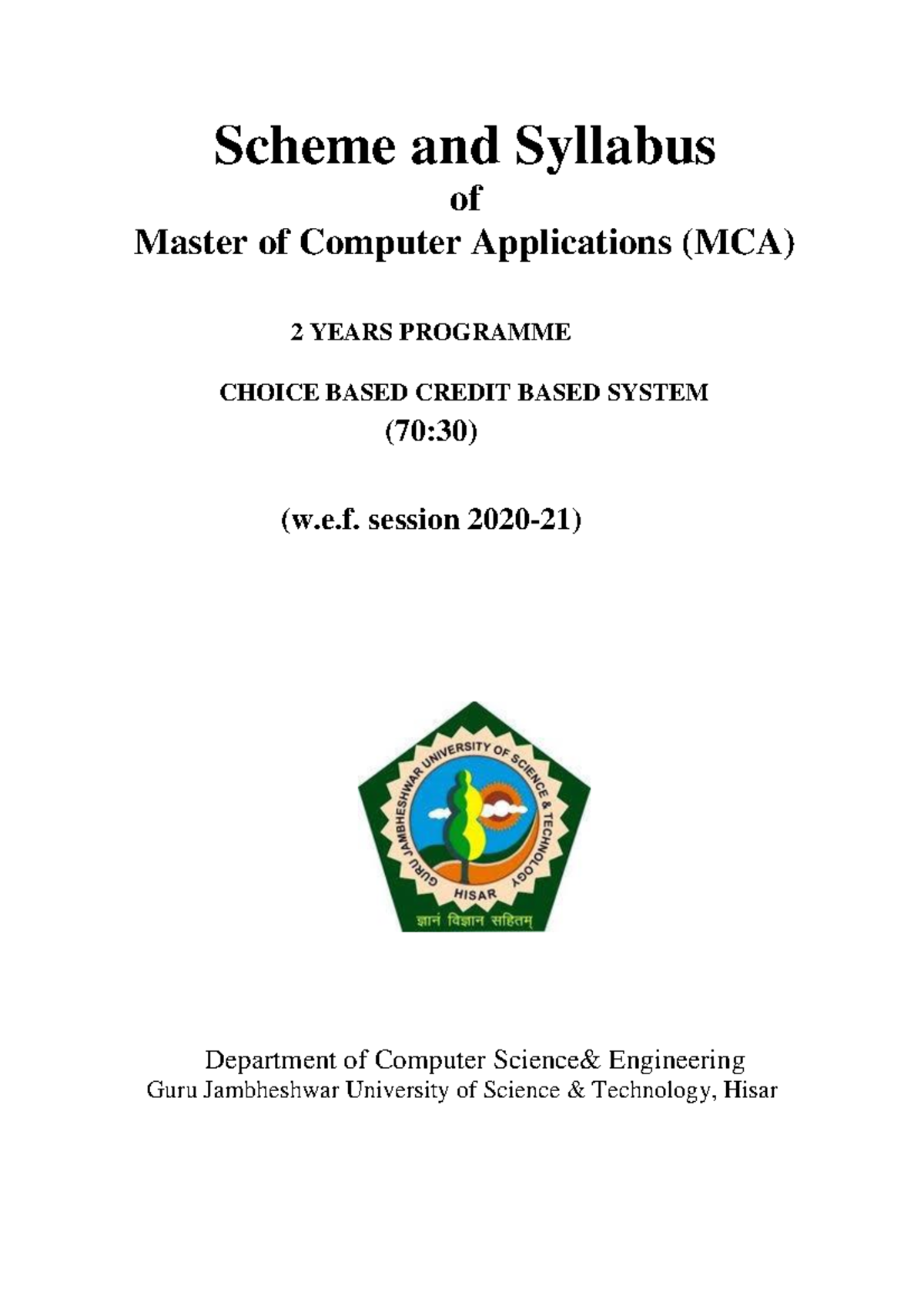 MCA 2-YEAR Scheme - Gjust 2020-21 Modified - Scheme and Syllabus of ...