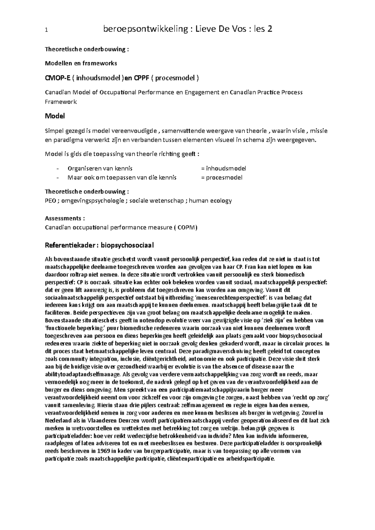 Beroepsontwikkeling lieve de vos les 2 - Theoretische onderbouwing ...