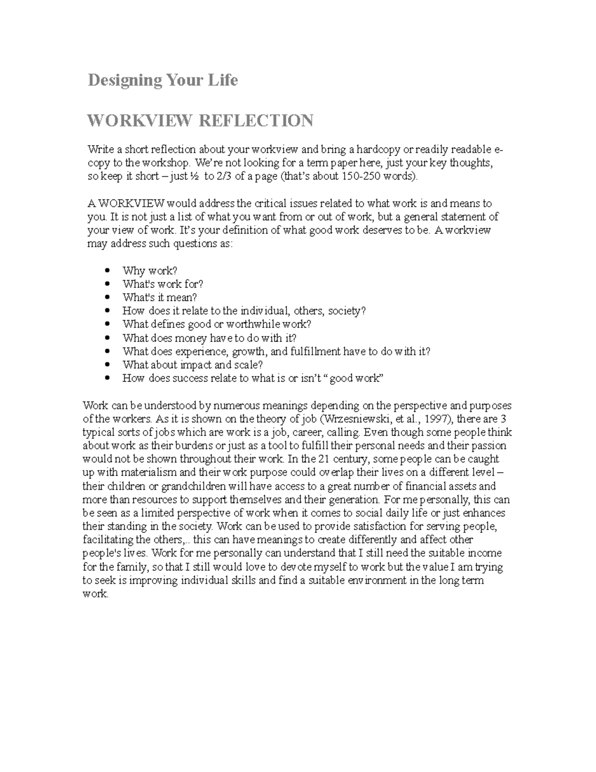 Dylmc-Workview-Reflection-v2.2 - Designing Your Life WORKVIEW ...