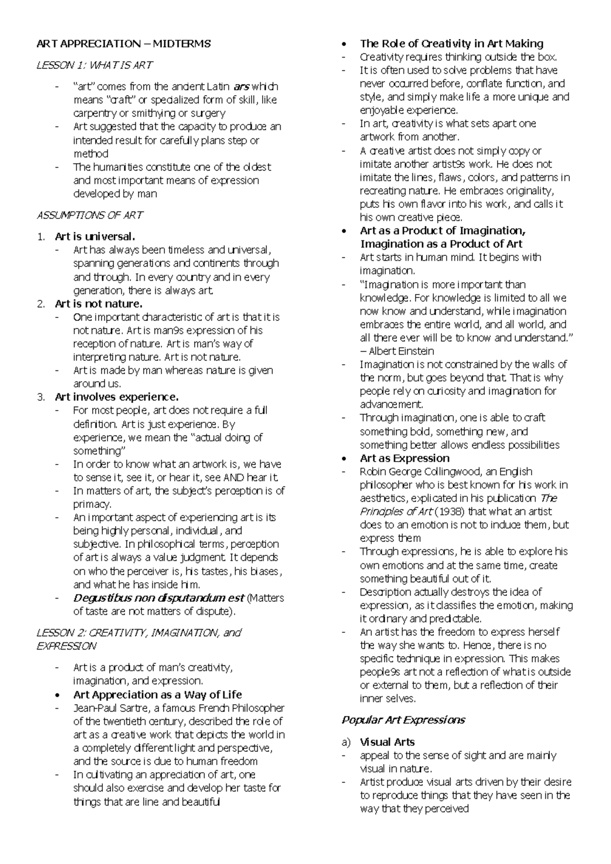 ART Appreciation reviewer Midterms - ART APPRECIATION – MIDTERMS LESSON ...