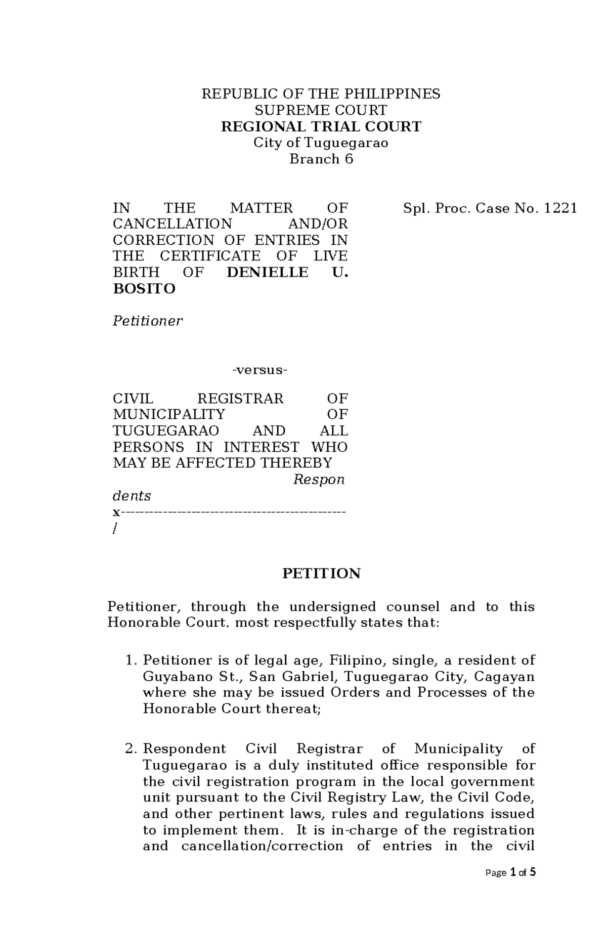 Petition-for-correction-of-entry-birth-certification - REPUBLIC OF THE ...