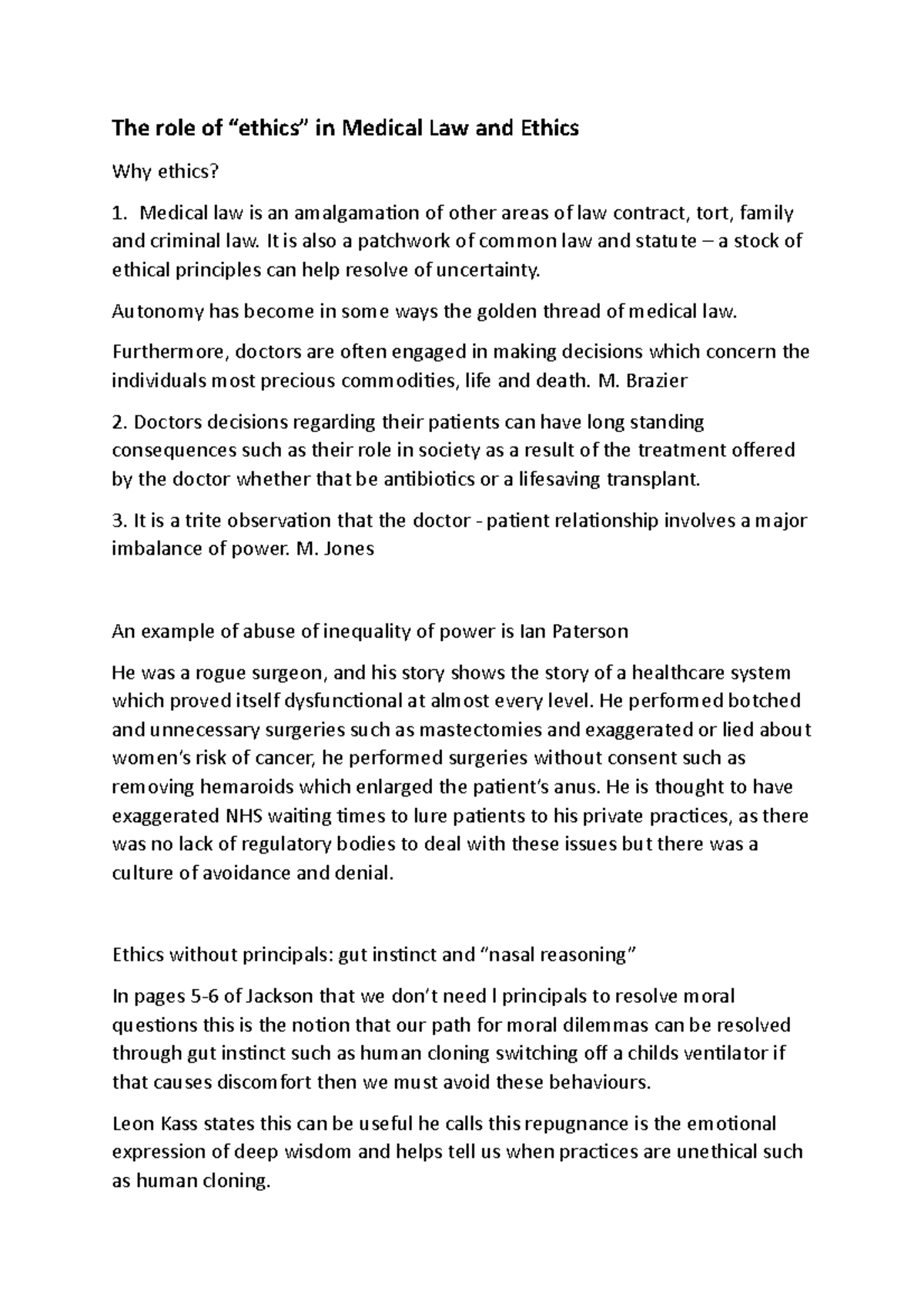 Medical law and ethics lecture set 1 - The role of “ethics” in Medical ...