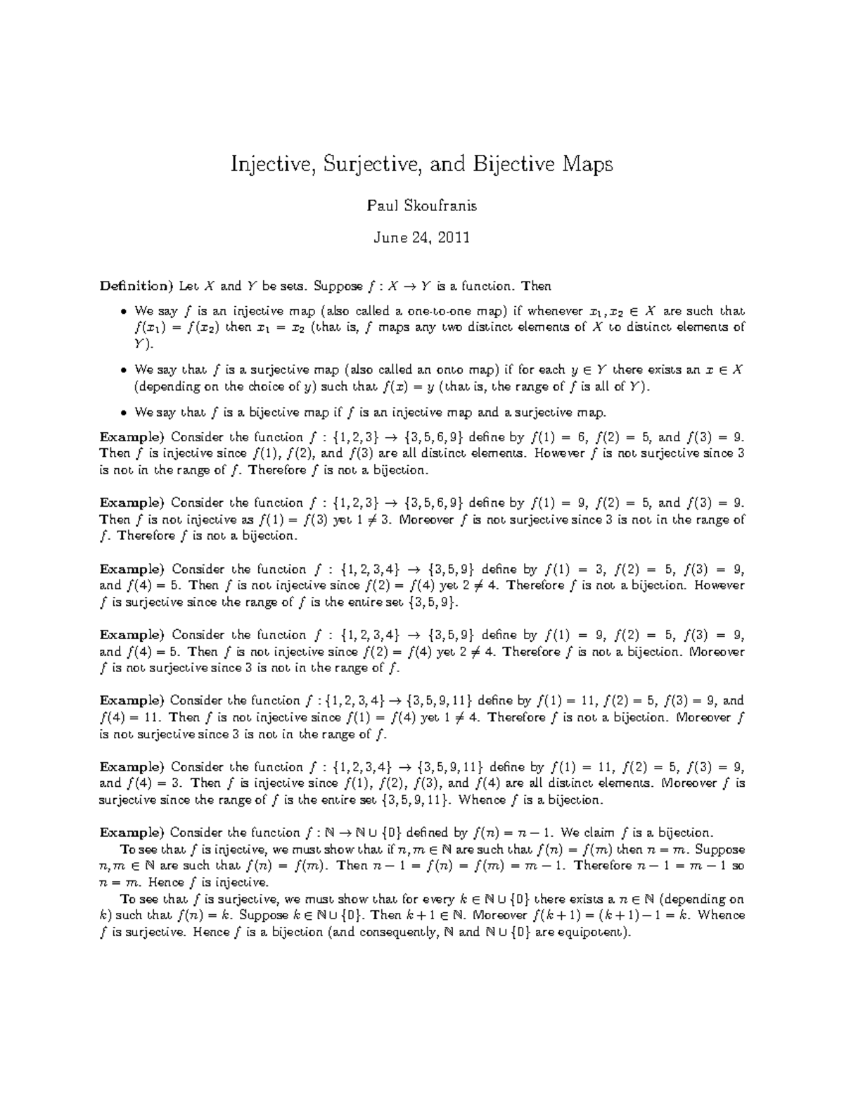M131A-Bijectivity - Summary Discrete mathematics - Injective ...