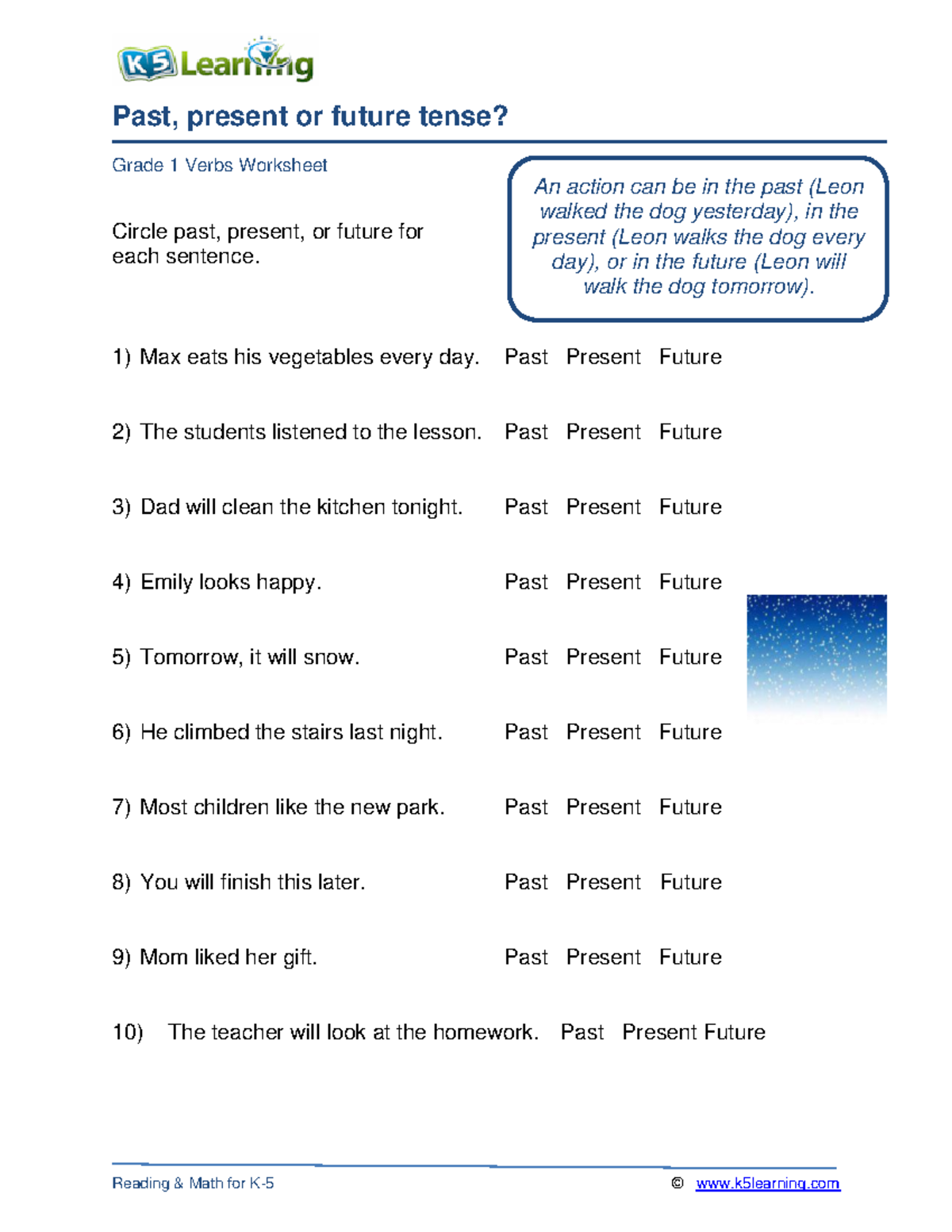 Grade 1 verbs tense a - Past, present or future tense? Grade 1 Verbs ...