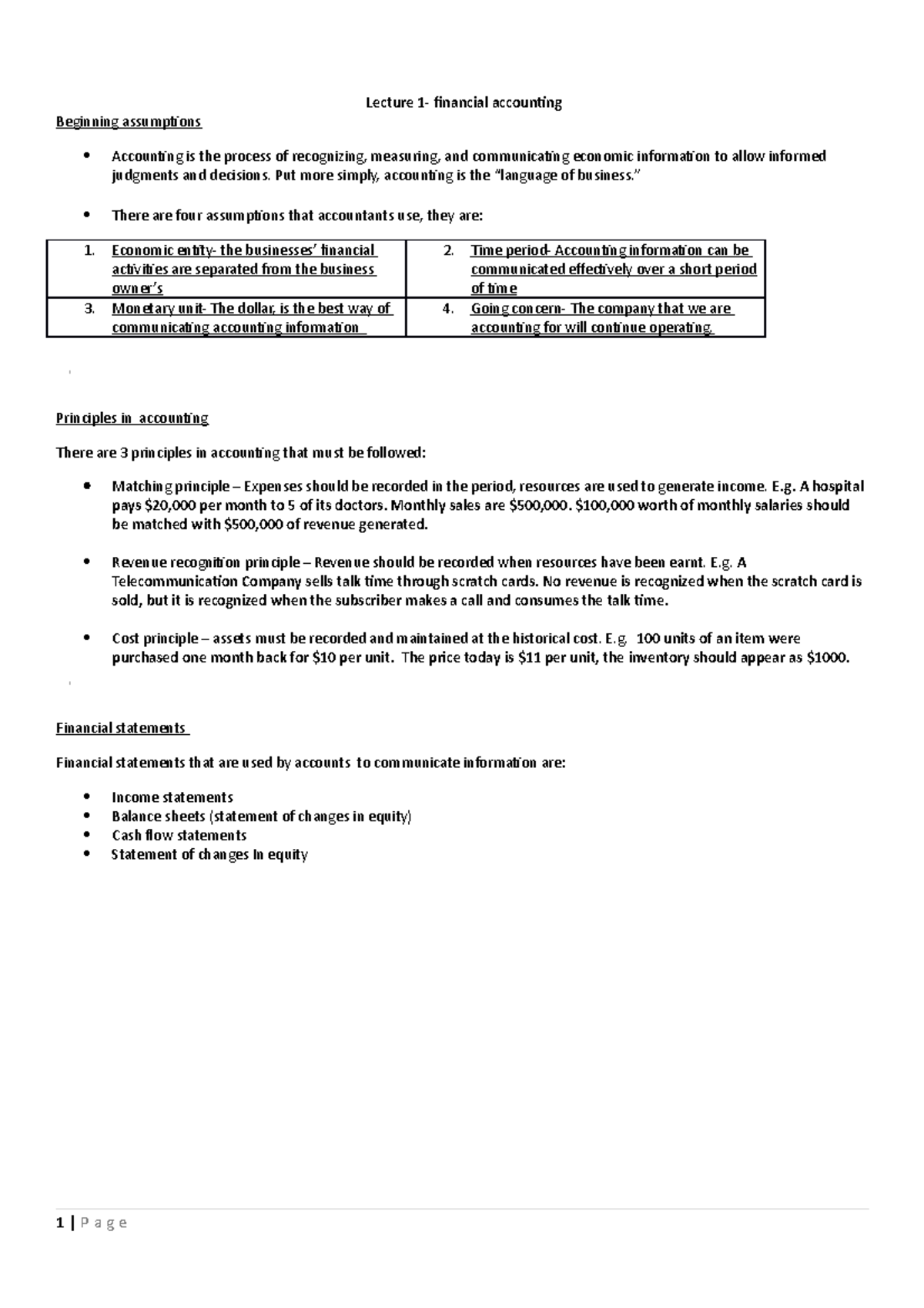 Financial notes for Accounting A - Lecture financial accounting ...
