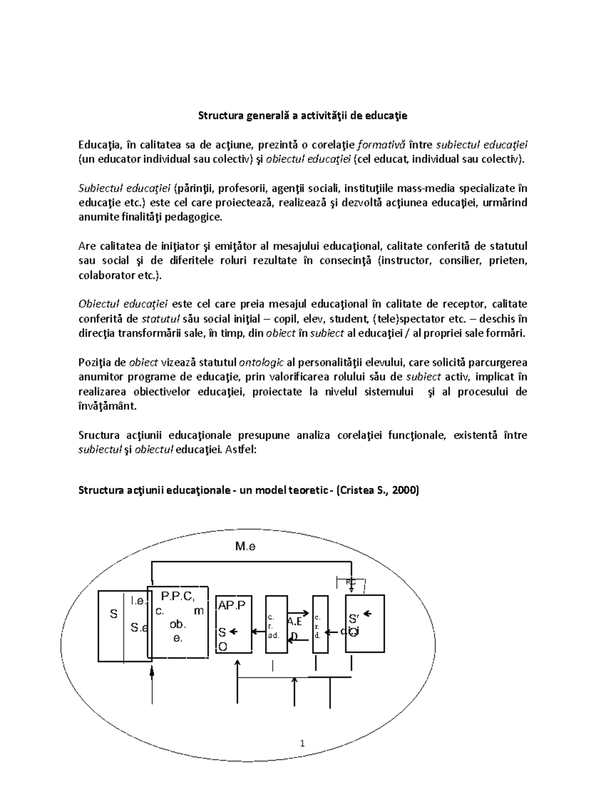 Structura generala a educatiei - 1 Structura generală a activităţii de ...