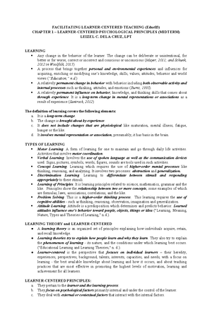 Chapter 1 - Learner-Centered Psychological Principles - FACILITATING ...
