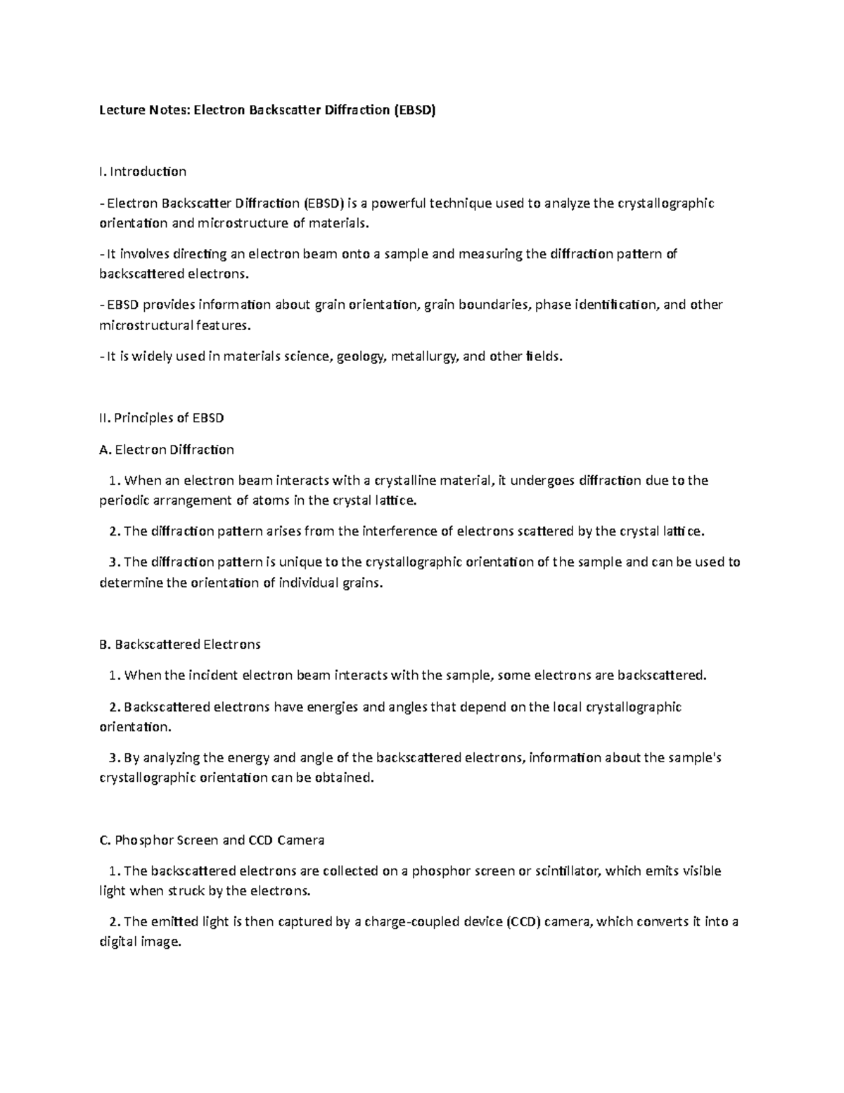 Lecture Notes: Electron Backscatter Diffraction (EBSD) - Introduction ...