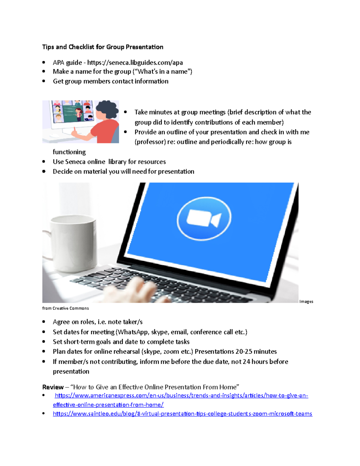 Psy172 Tips and Checklist for Group Presentation - Tips and Checklist ...