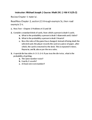 HW #1 - Professor Michael Joseph - Instructor: Michael Joseph | Course ...