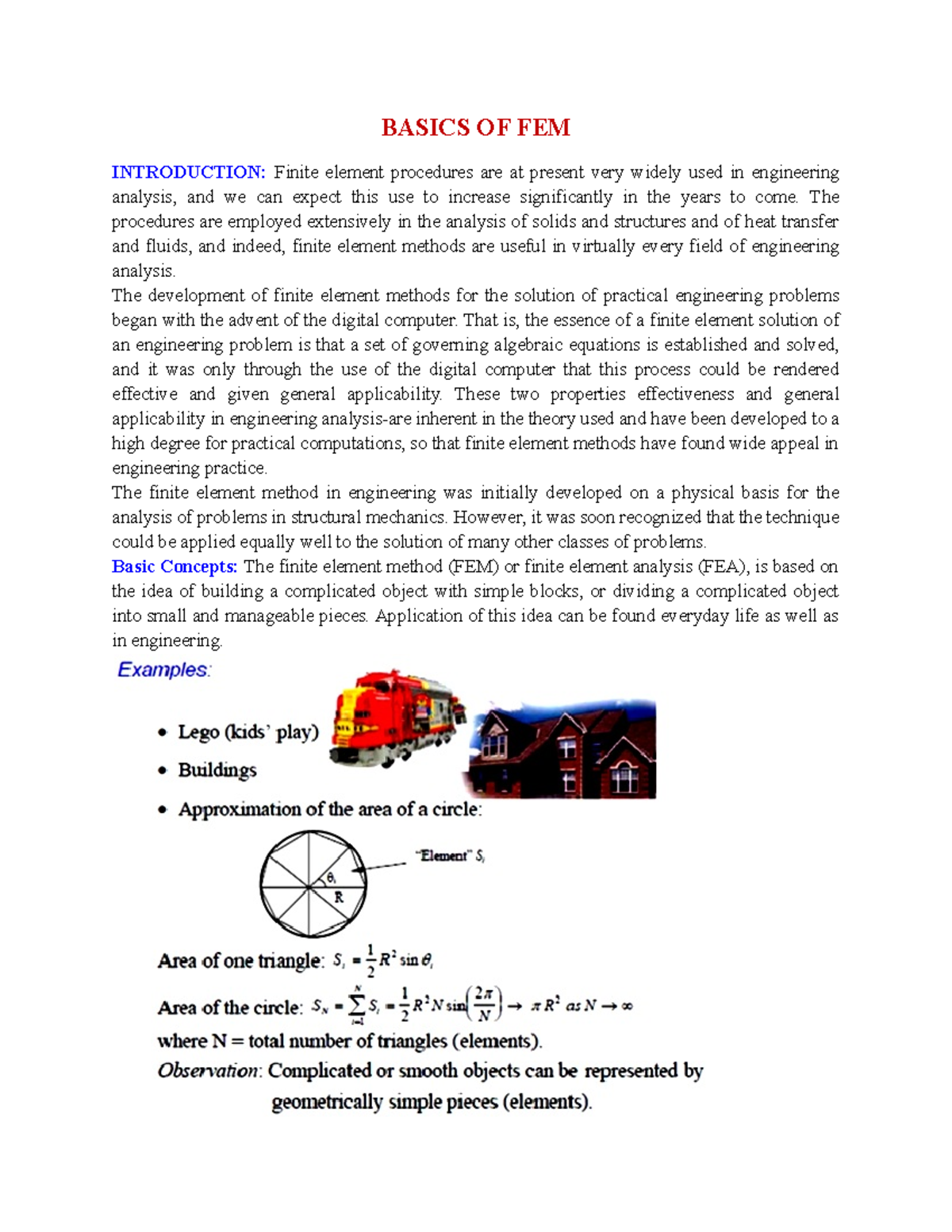 Basics of FEM - aac - BASICS OF FEM INTRODUCTION: Finite element procedures are at present very ...