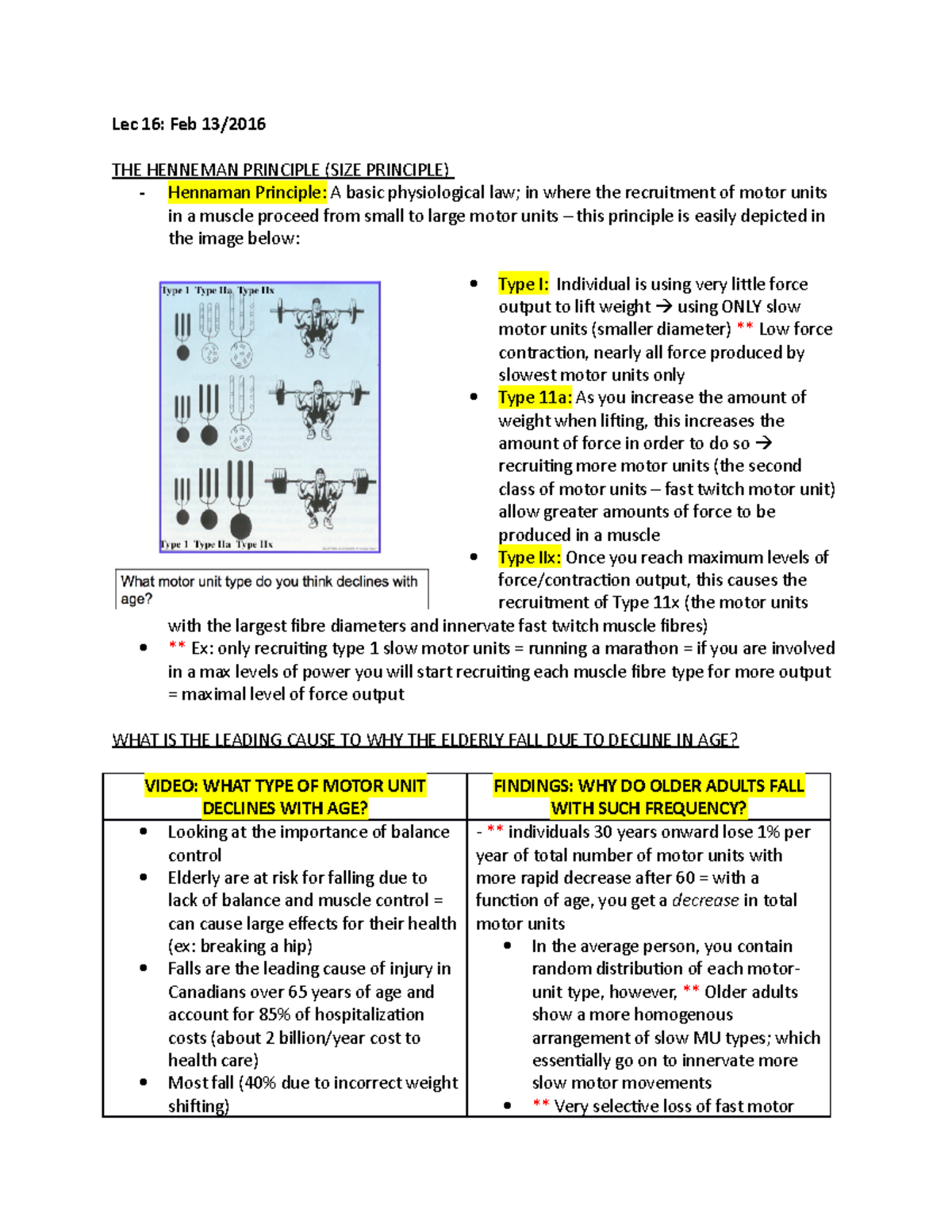 Lec 16 - Feb 13 - kin 1080 lecture notes - Lec 16: Feb 13/ THE HENNEMAN ...