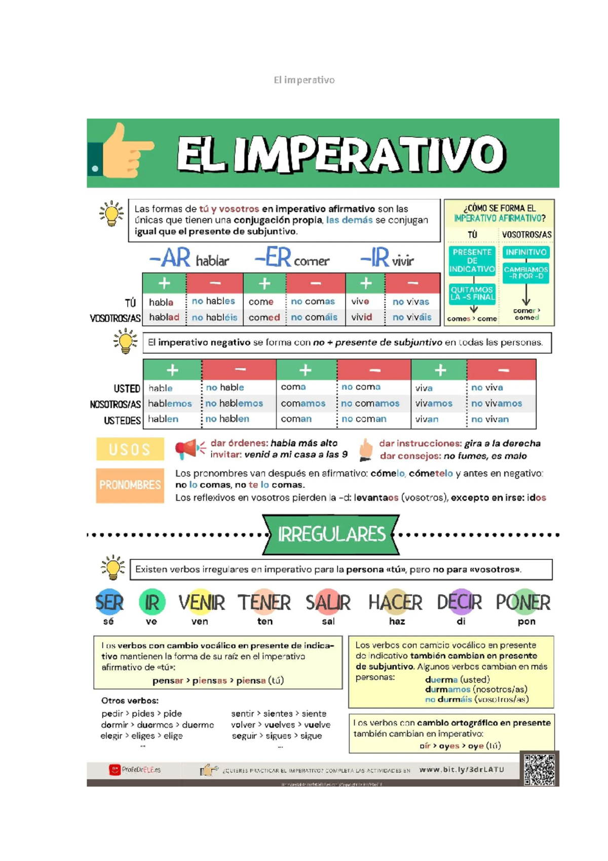 El imperativo - LINGUA SPAGNOLA - El imperativo Imperativo + pronombres ...