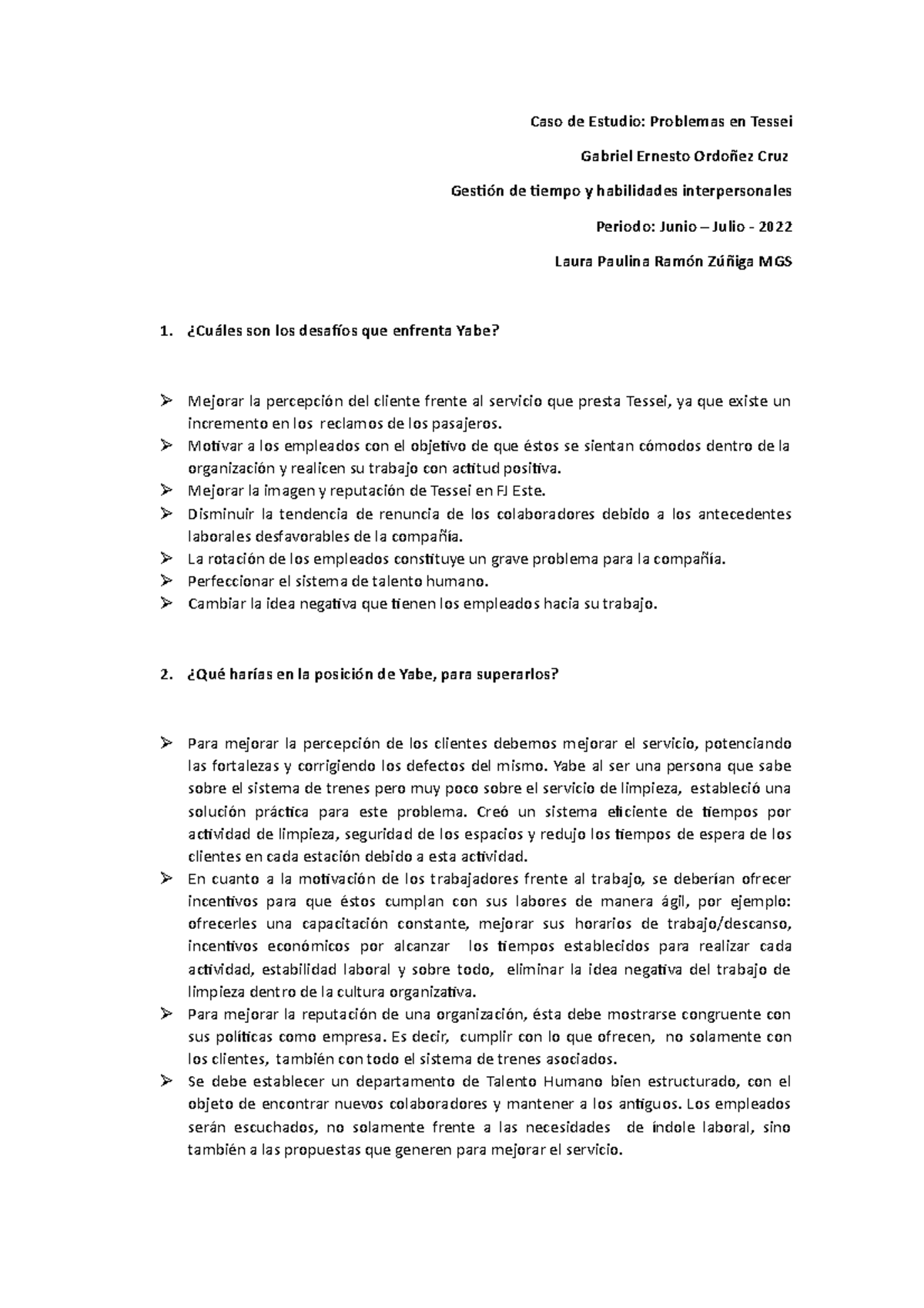 Gabriel Ordoñez Problemas EN Tessei - Caso de Estudio: Problemas en ...