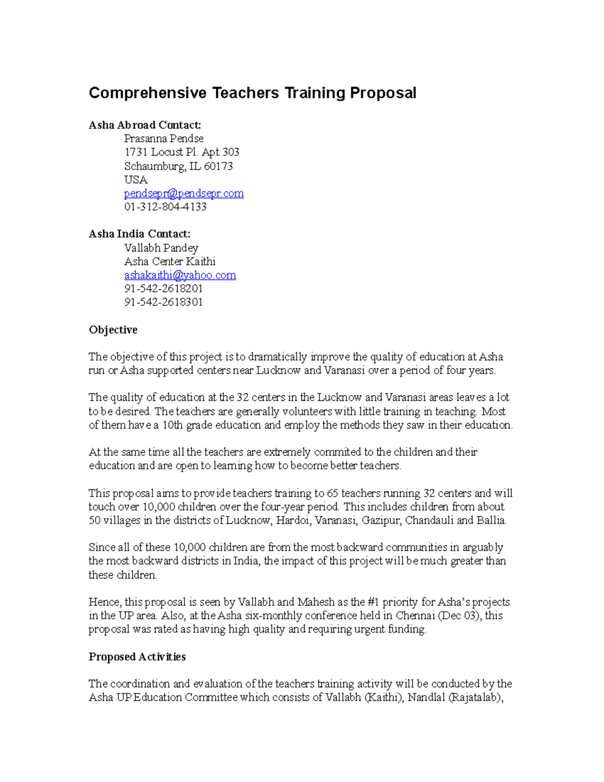 22 Teachers Training Proposal - Comprehensive Teachers Training ...