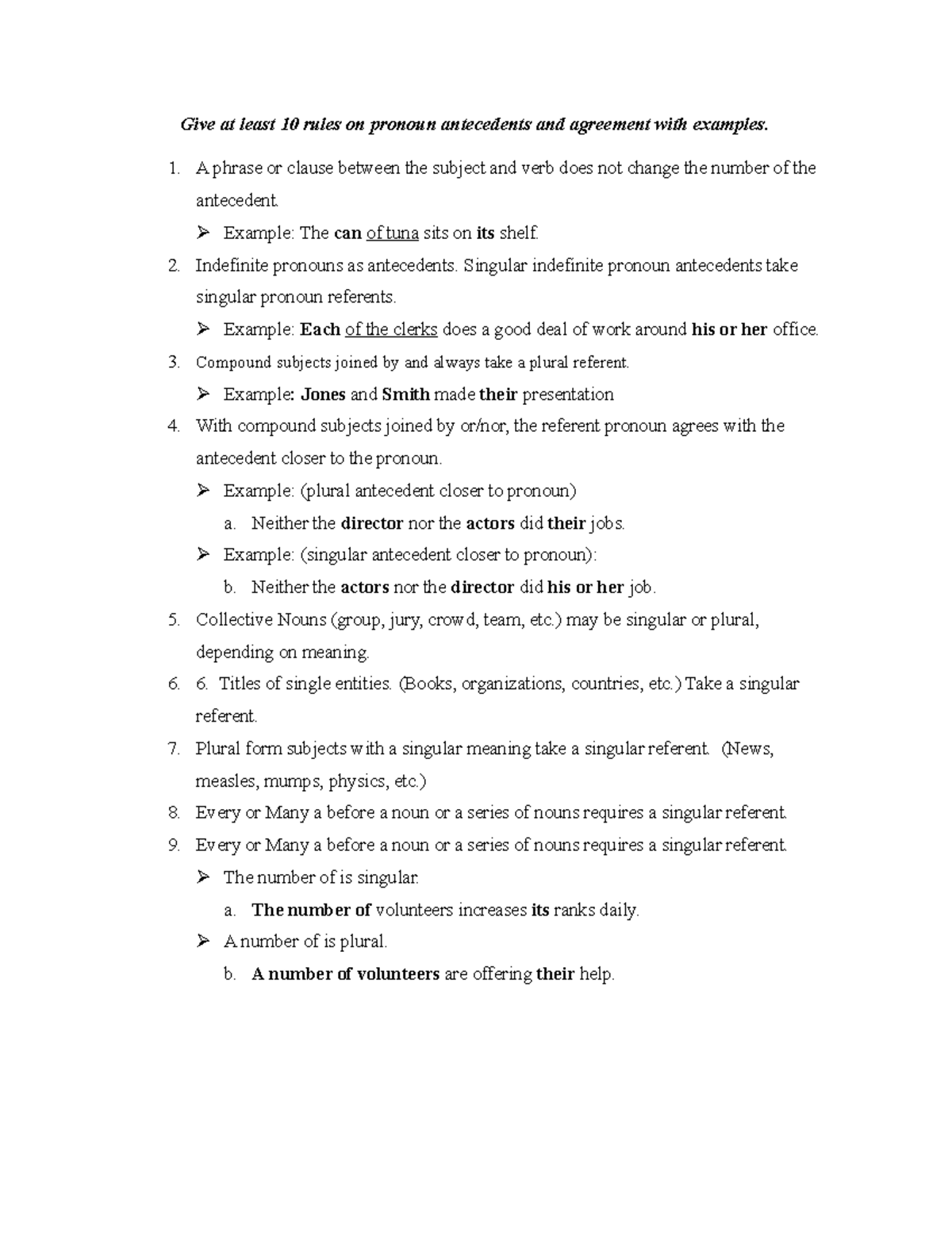 Pronoun- Antecedent - assignment makakatulong sainyo pag sa greenschool kayo nagaaral - Give at ...