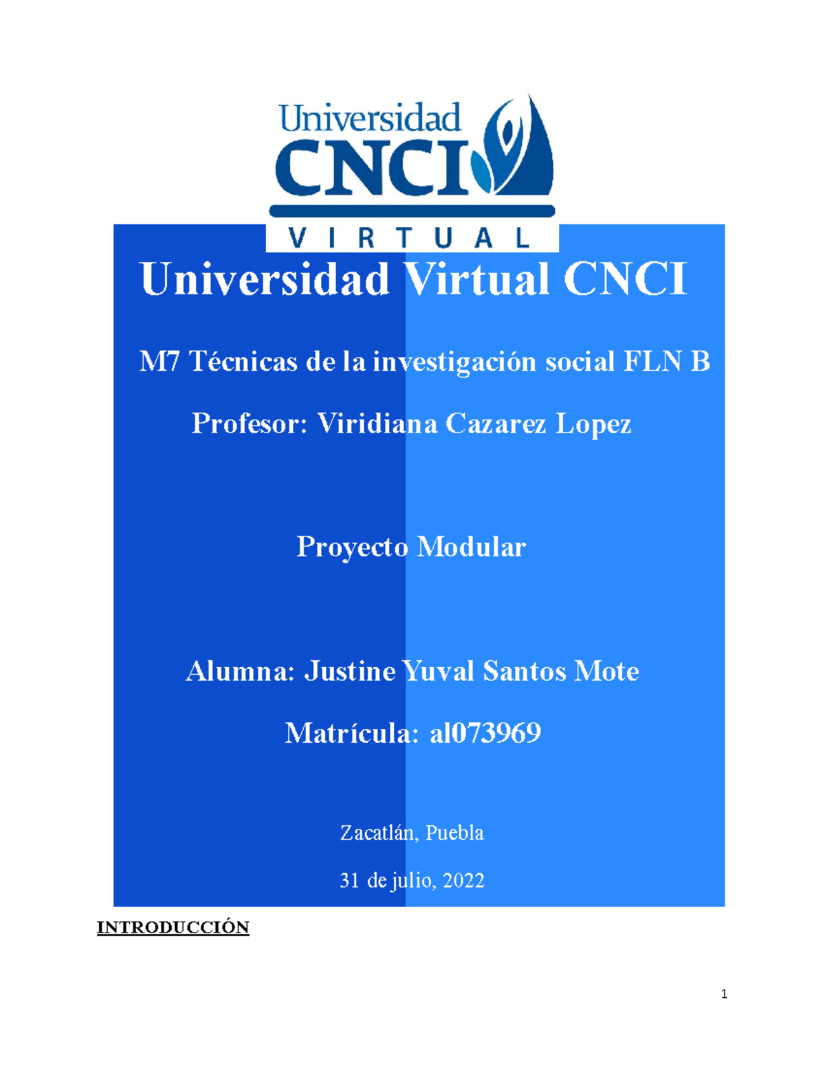Proyecto Modular - Universidad Virtual CNCI M7 Técnicas de la investigación social FLN B ...