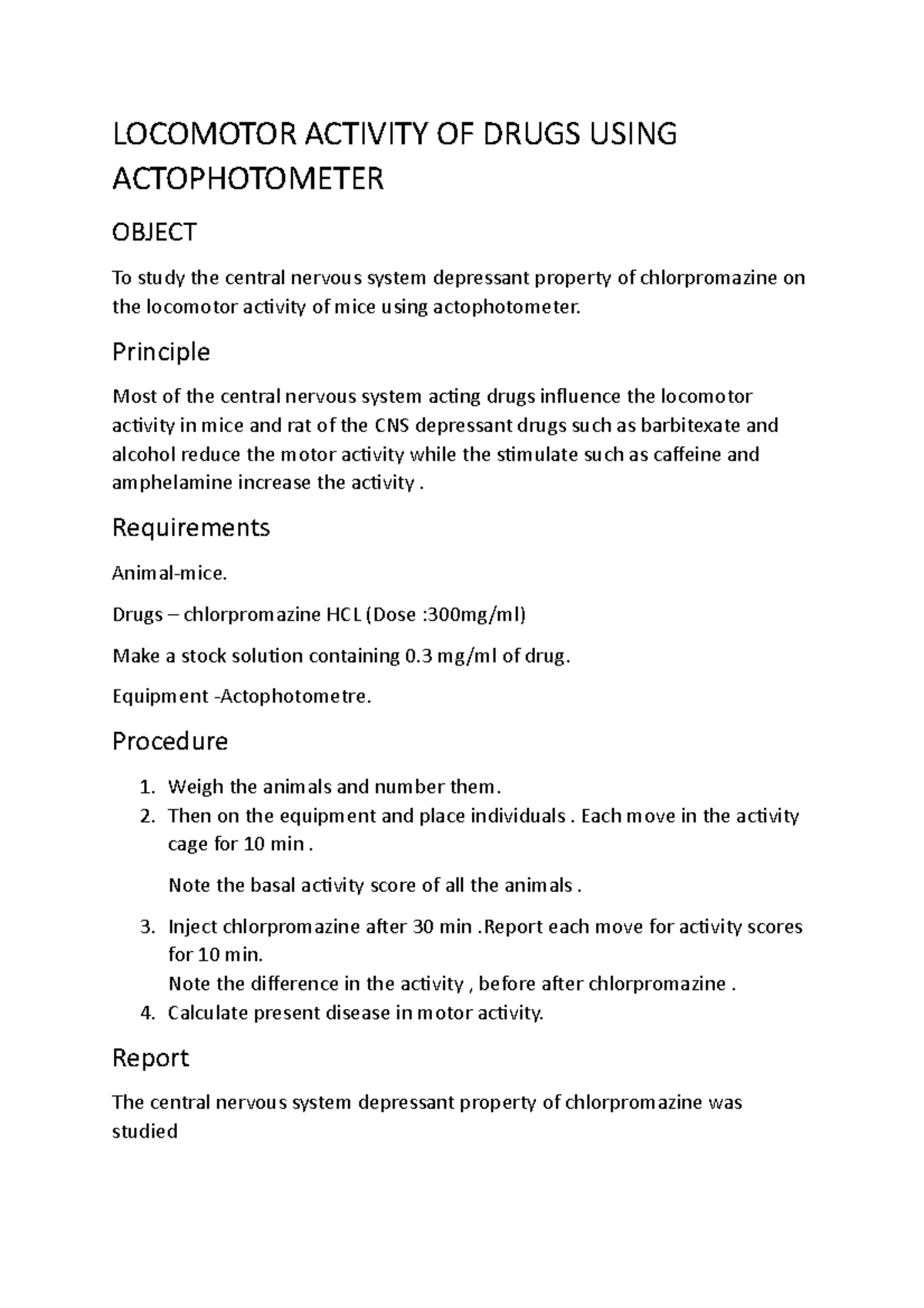 Locomotor Activity OF Drugs Using Actophotometer - LOCOMOTOR ACTIVITY ...