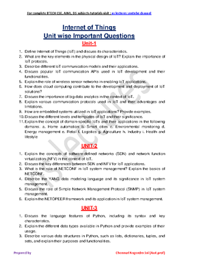 UNIT 3 of Io T - Good for study - INTERNET OF THINGS DEPARTMENT – CST 3 ...