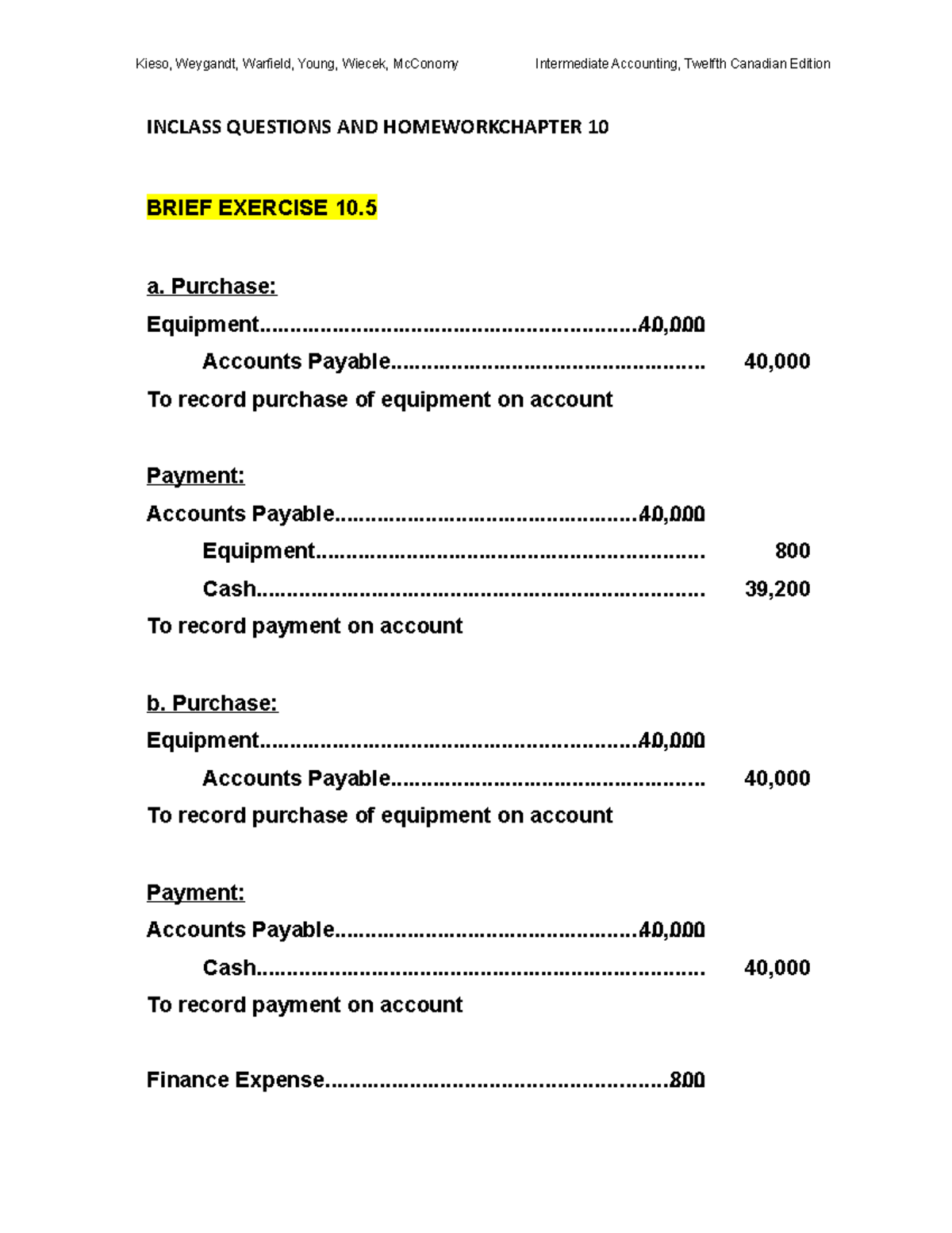 Chapter 10 Inclass Questions AND Homework - INCLASS QUESTIONS AND ...