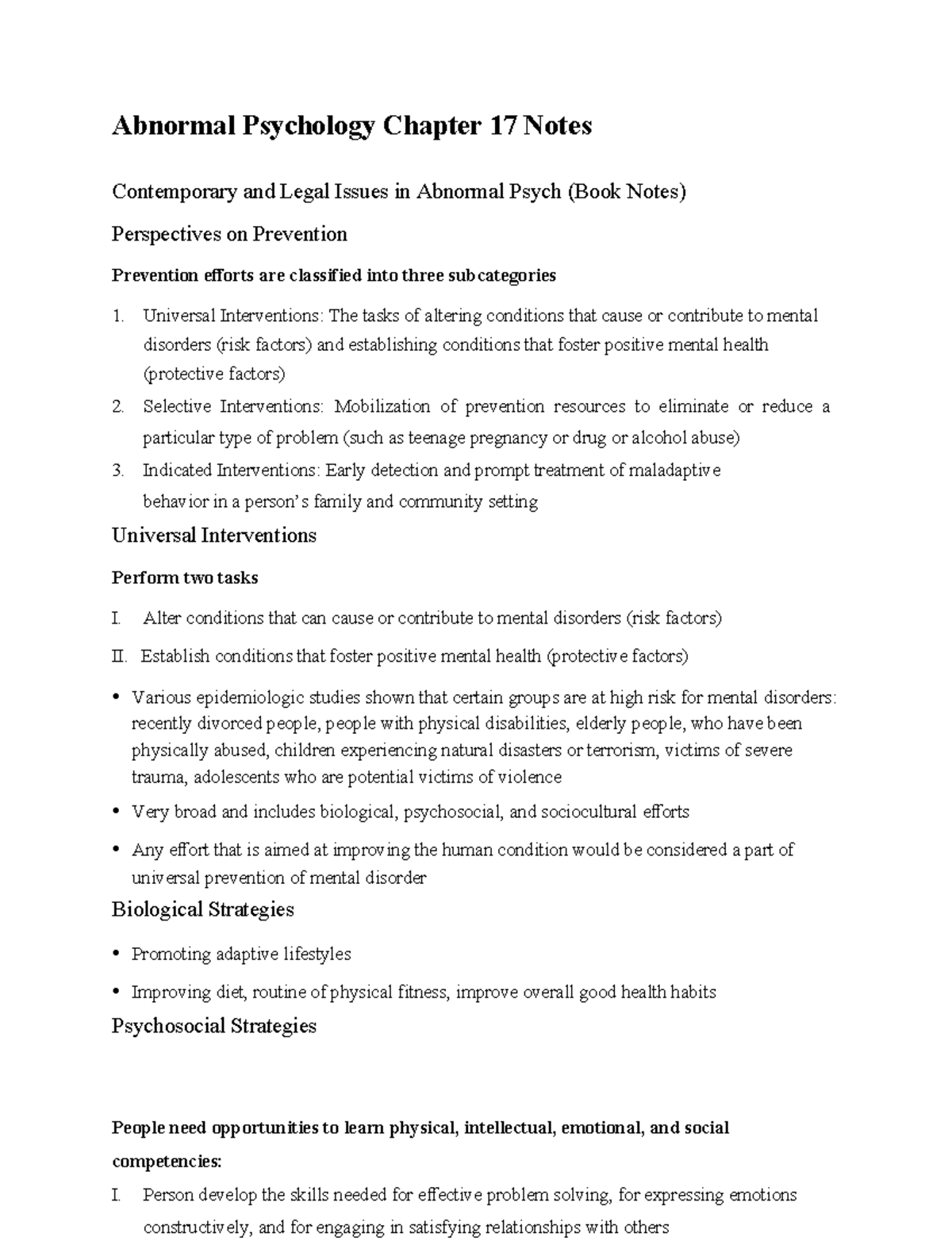 Abnormal Psychology Chapter 17 Notes - Alter conditions that can cause ...