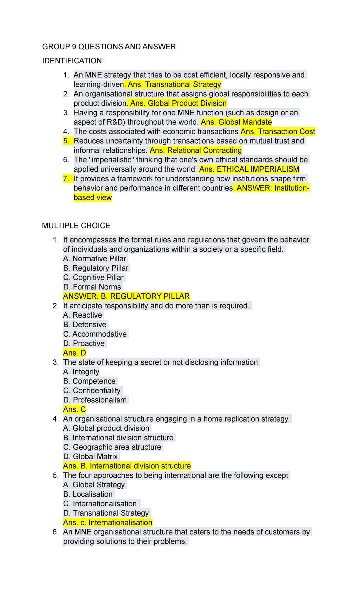 Group 9 Questions AND Answer - GROUP 9 QUESTIONS AND ANSWER ...