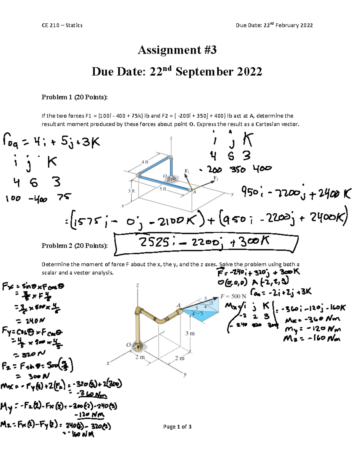 Assignment #3[552] - homework - CE 210 – Statics Due Date: 22nd ...