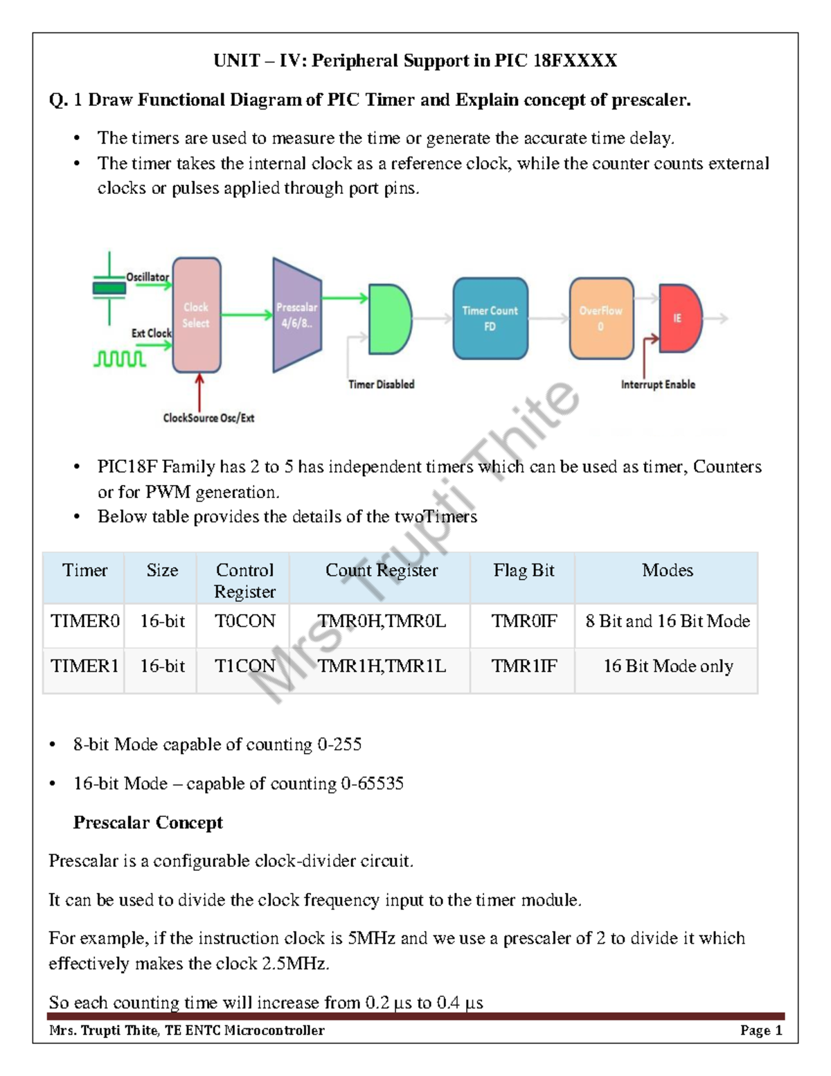 Micro Unit 4 Question Answers watermark - UNIT – IV: Peripheral Support ...