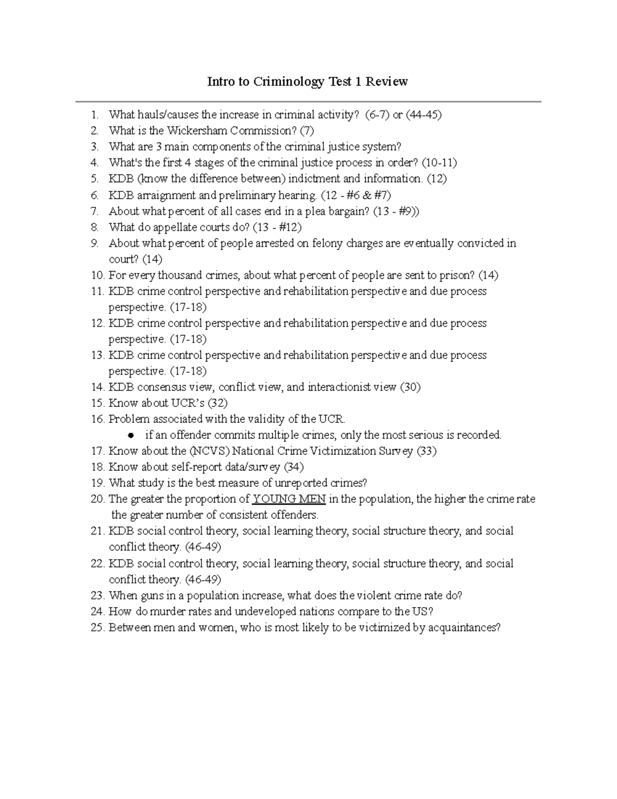 CCJ1020 Intro to Criminology Test 1 Review - Intro to Criminology Test ...