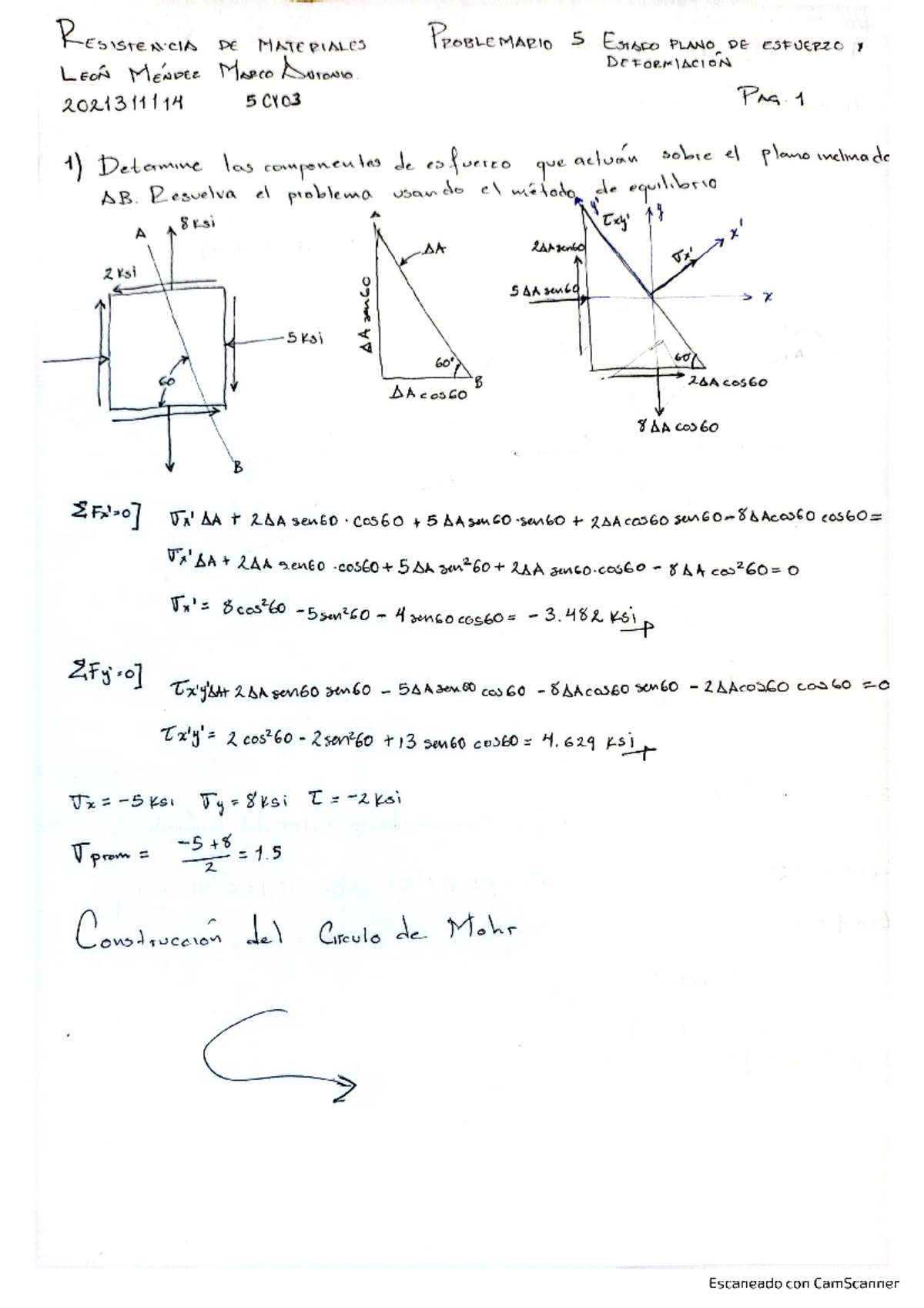EJERCICIOS RESUELTOS DE PLANO DE ESFUERZOS Y DEFORMACION - Resistencia De Materiales - Studocu