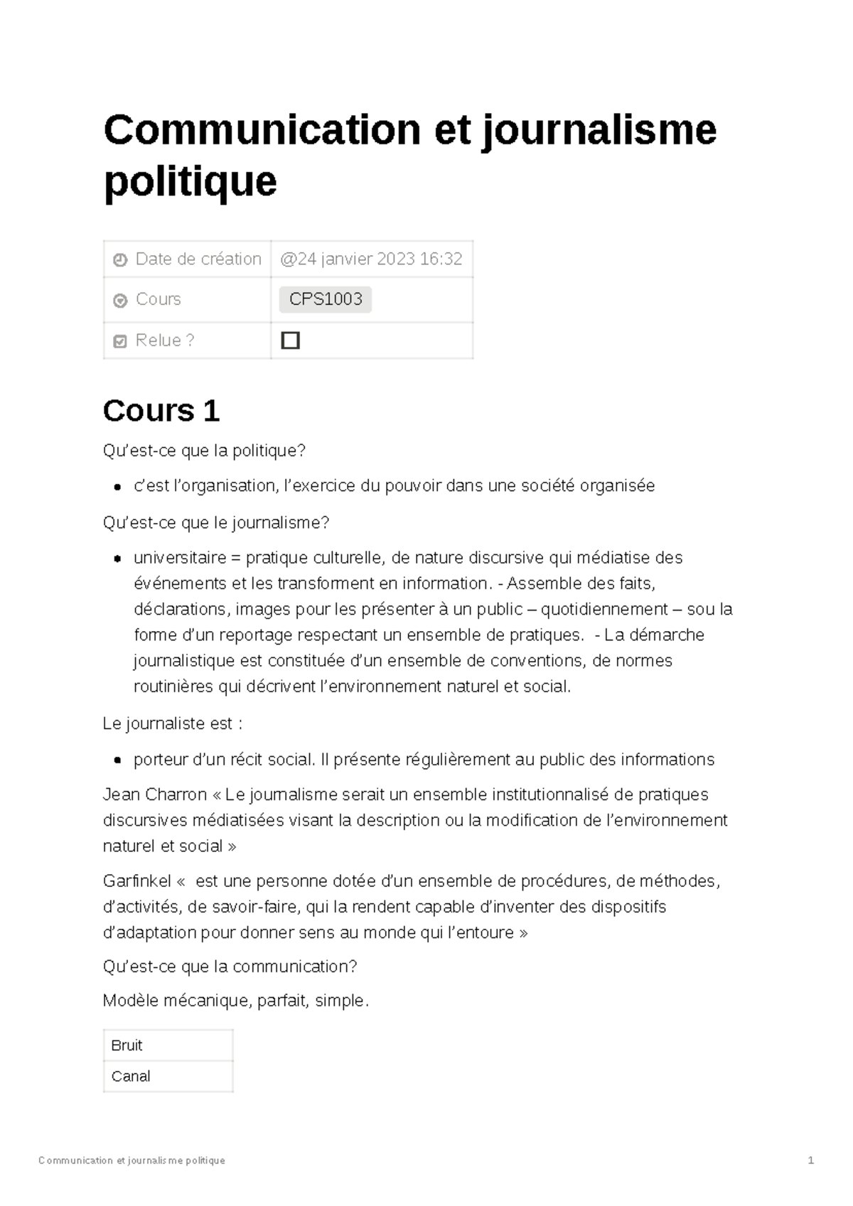 Note de cours communication et journalisme politique - Communication et ...